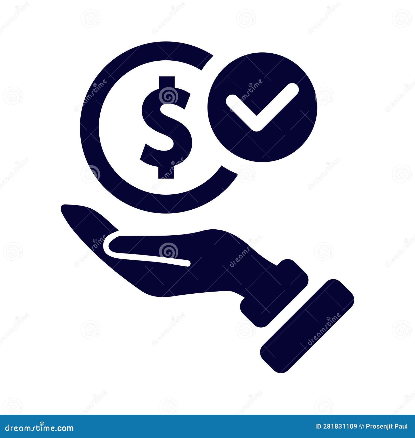 Money, Hand, Tick, Payment, Money on Hand Icon Stock Vector ...