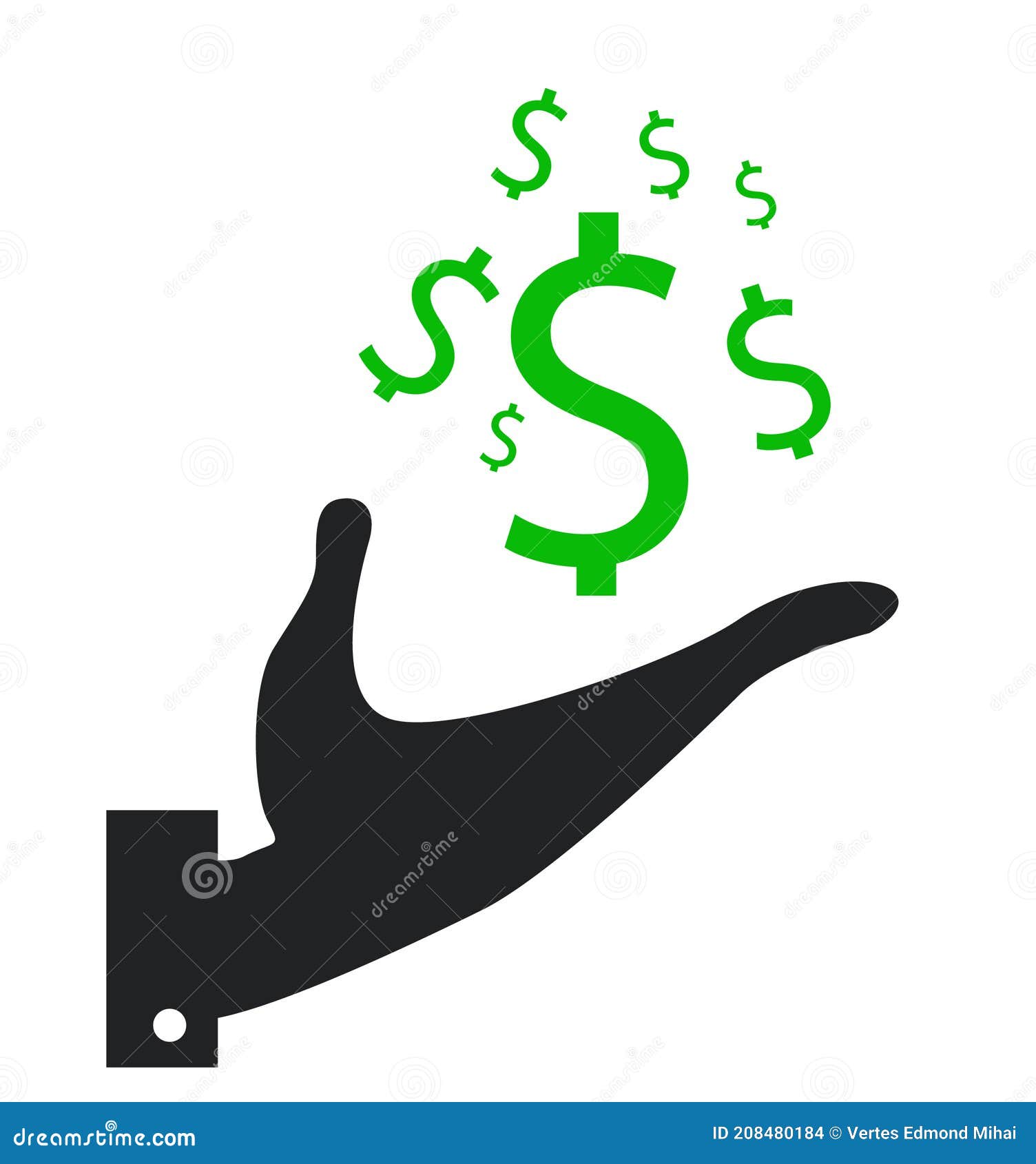 Money in hand. Vector icon stock vector. Illustration of holding ...