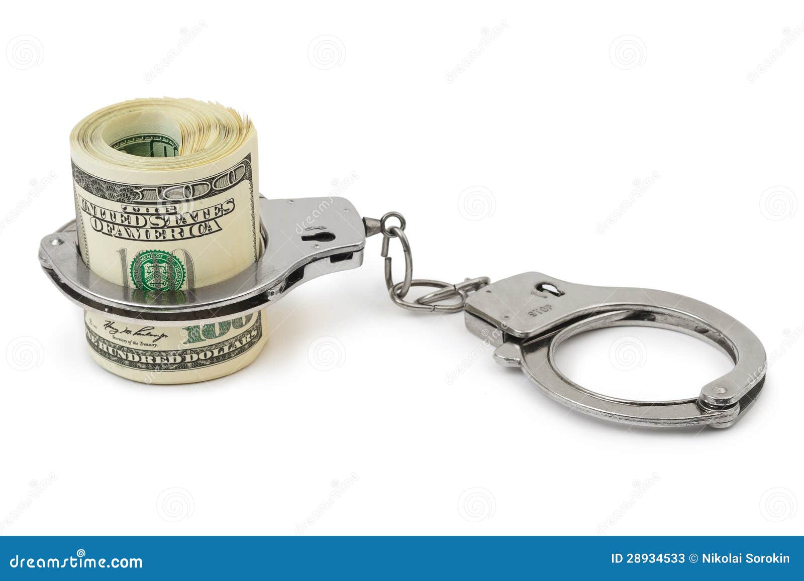 Handcuffs, Money On The Background Of The Ownership Certificates ...