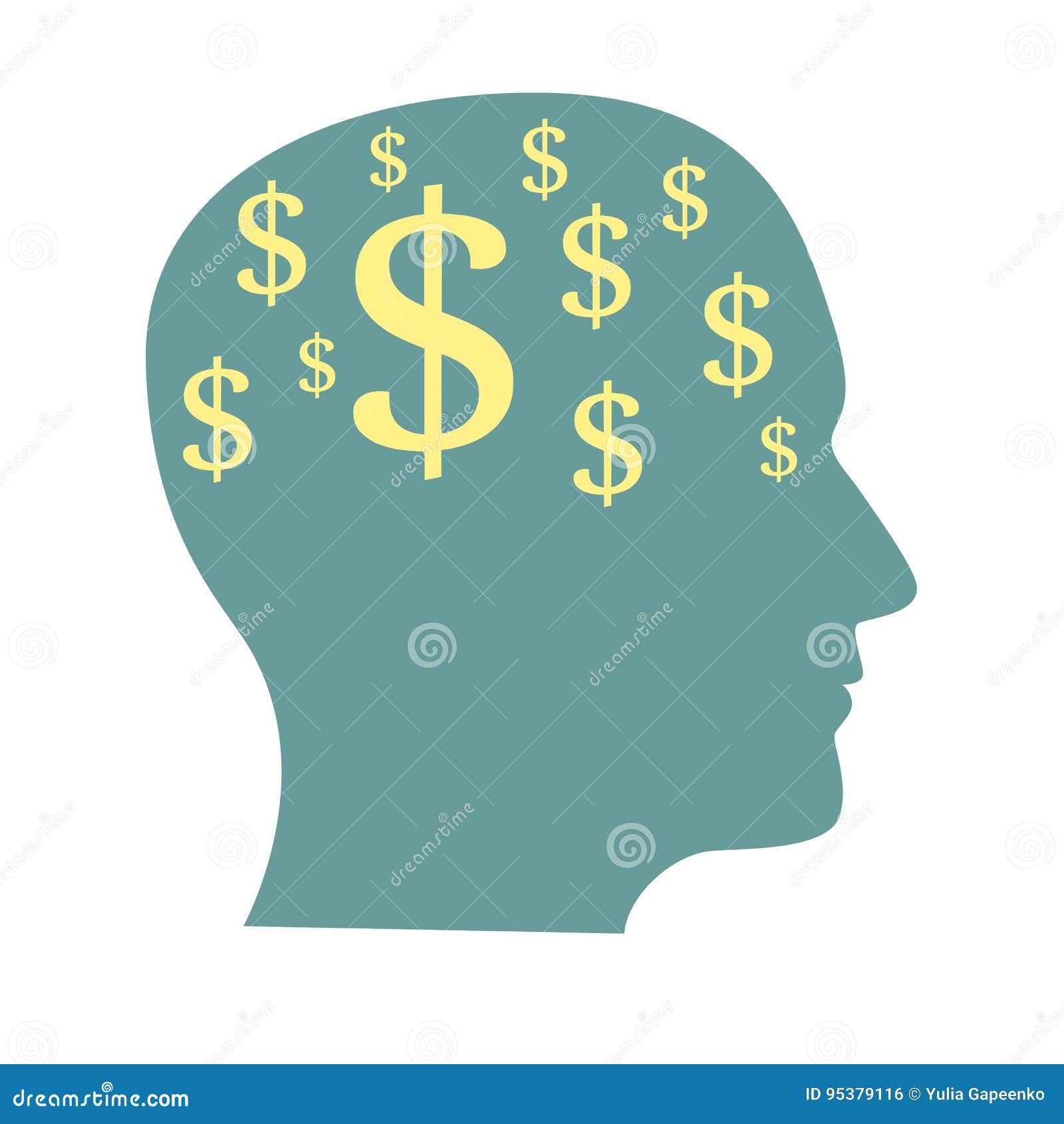 Money in Head Flat Business Concept Vector Illustration Stock Vector ...
