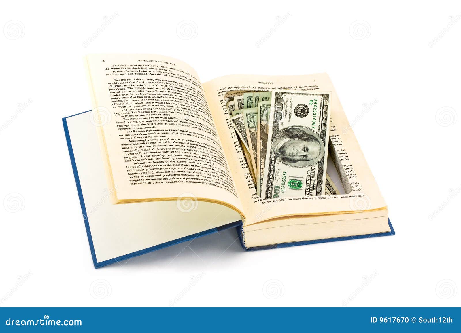 Money Hidden in an Old Book Stock Photo - Image of security, hollowed ...