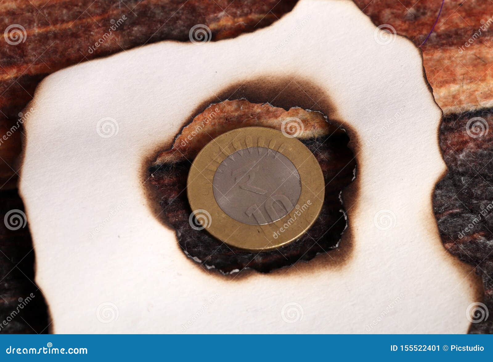 Money in hole stock image. Image of metal, coin, shot - 155522401