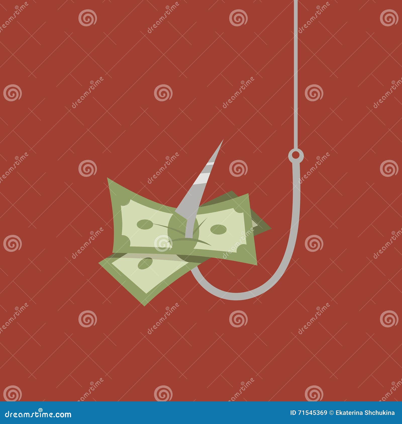 Money on hook stock vector. Illustration of bank, dollar - 71545369