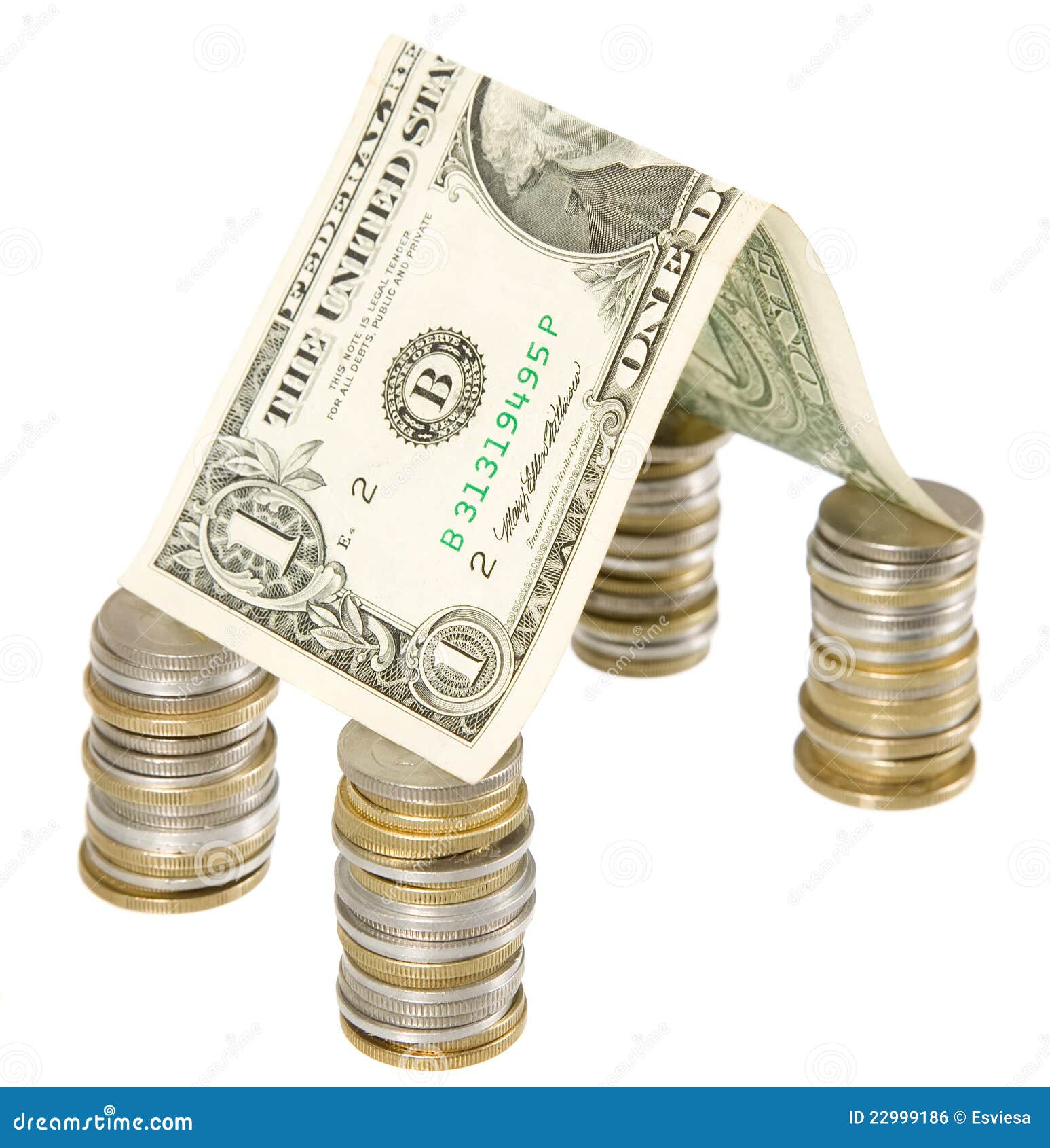 Money House Made from Cons and Banknotes Stock Photo - Image of loan ...