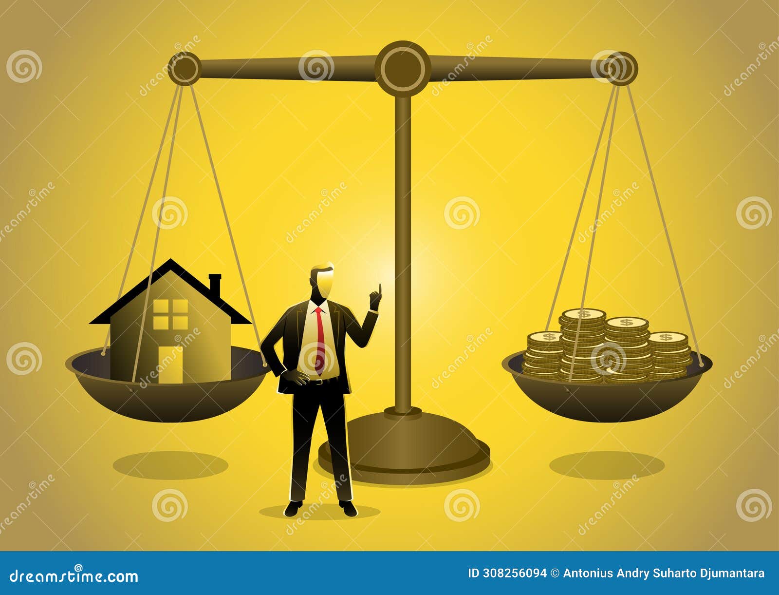 Money and House on a Scale Vector Illustration Stock Illustration ...