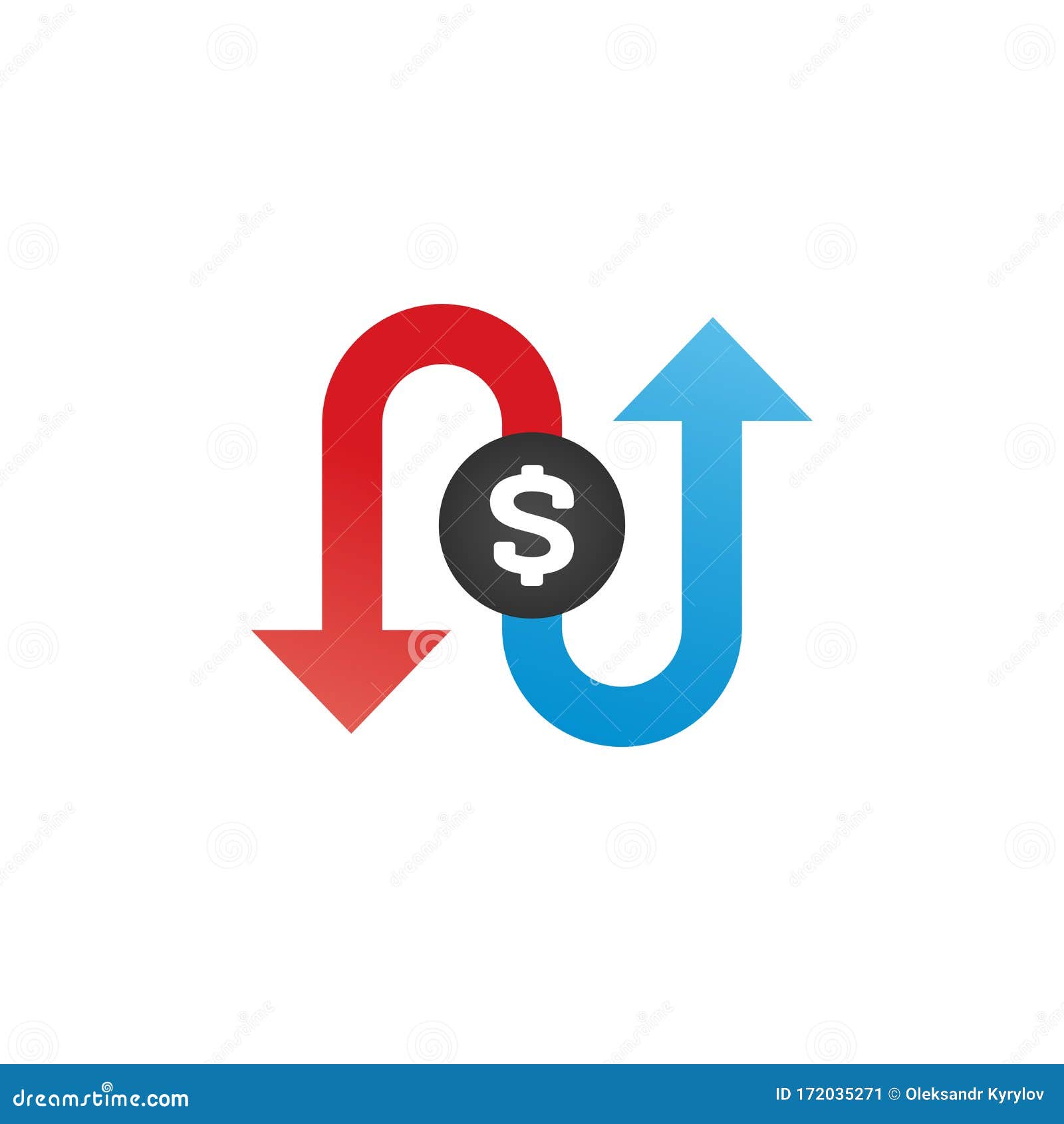 Money Icon with Arrows, Capital Decrease and Increase, Dollar Rate ...