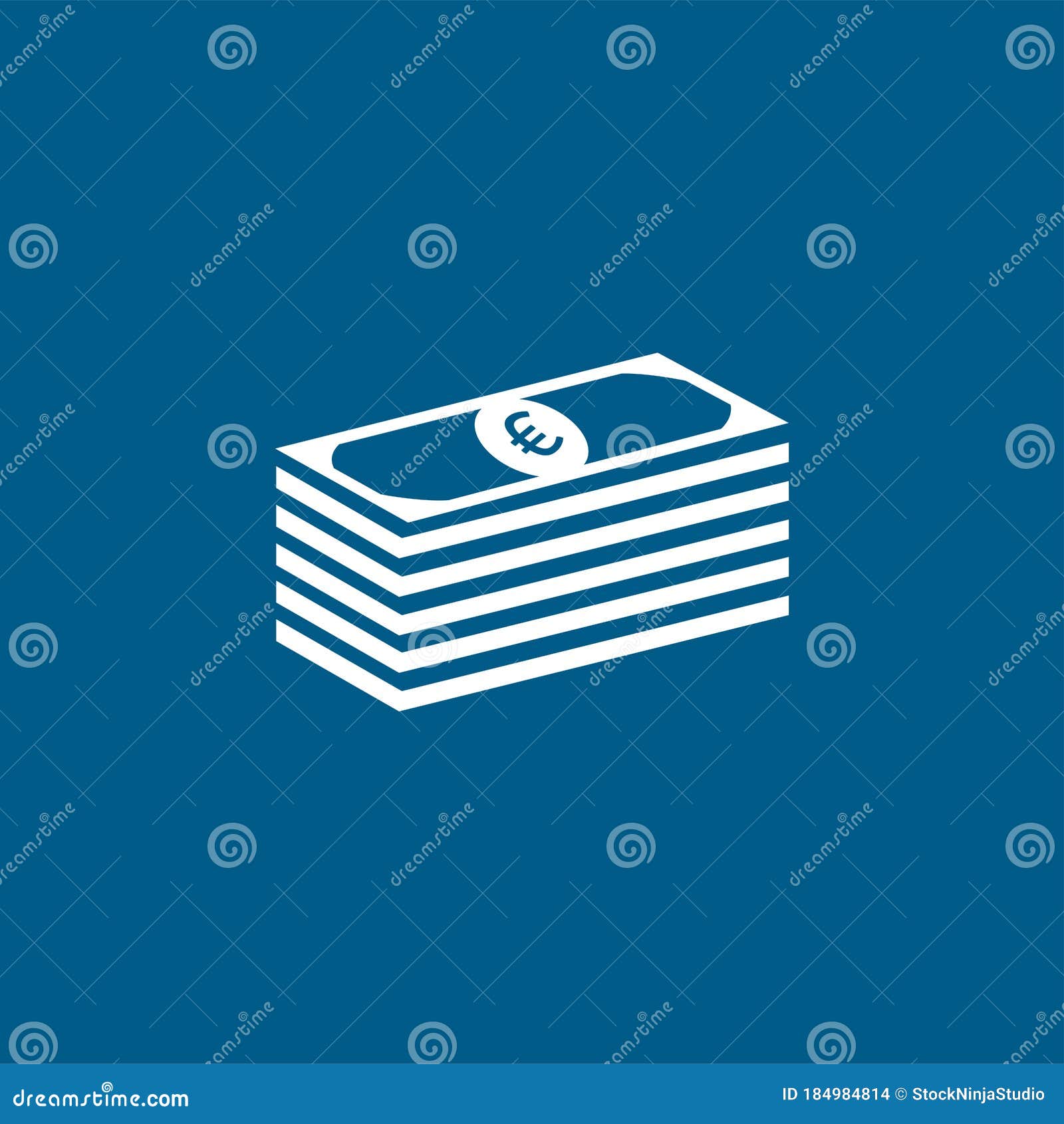 Money Icon on Blue Background. Blue Flat Style Vector Illustration ...