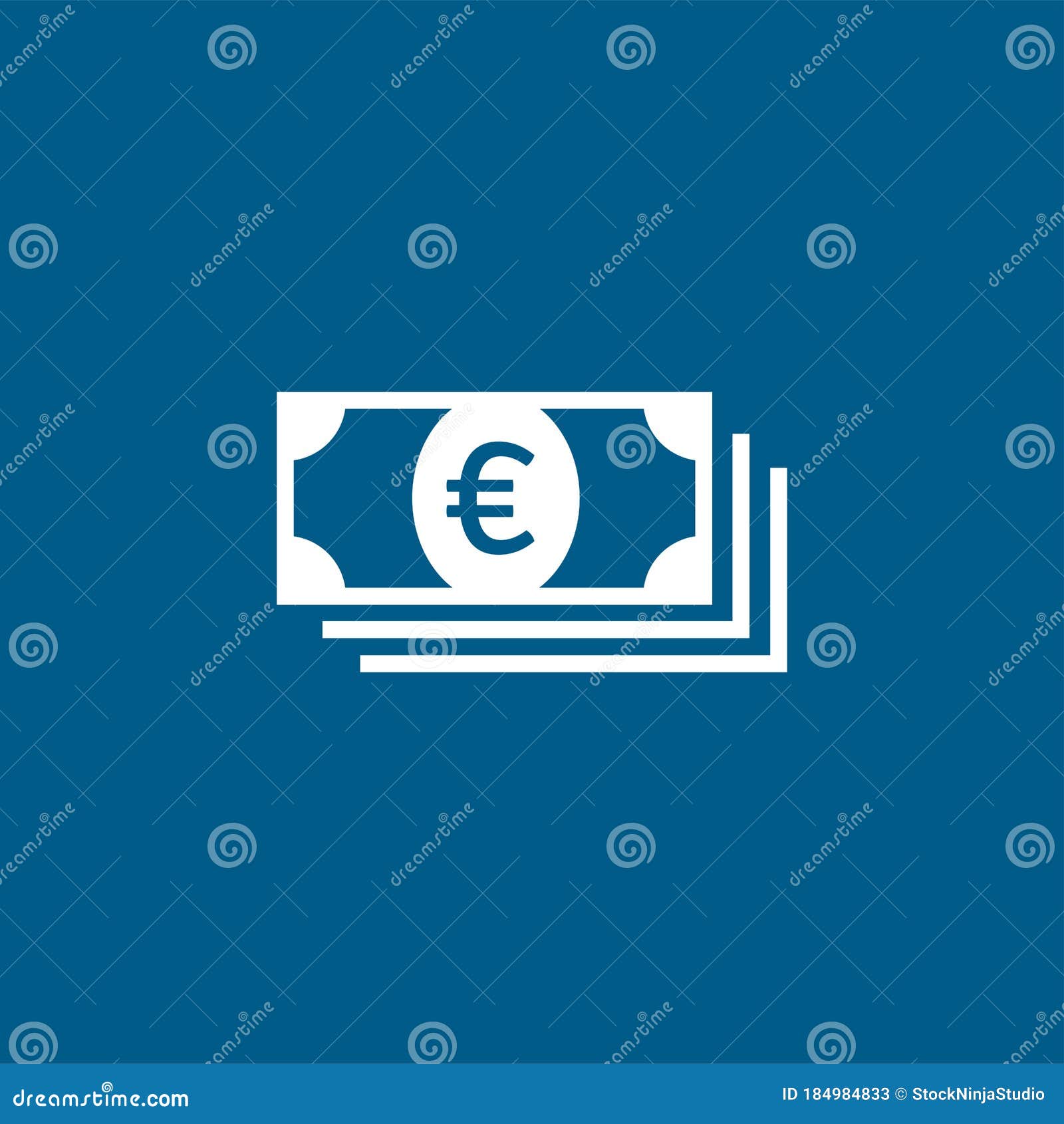Money Icon on Blue Background. Blue Flat Style Vector Illustration ...