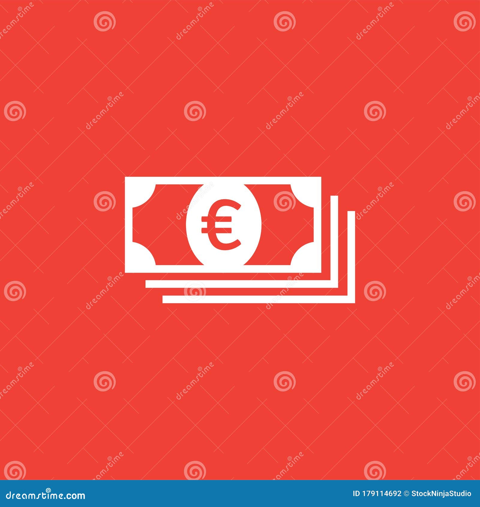 Money Icon on Red Background. Red Flat Style Vector Illustration Stock ...