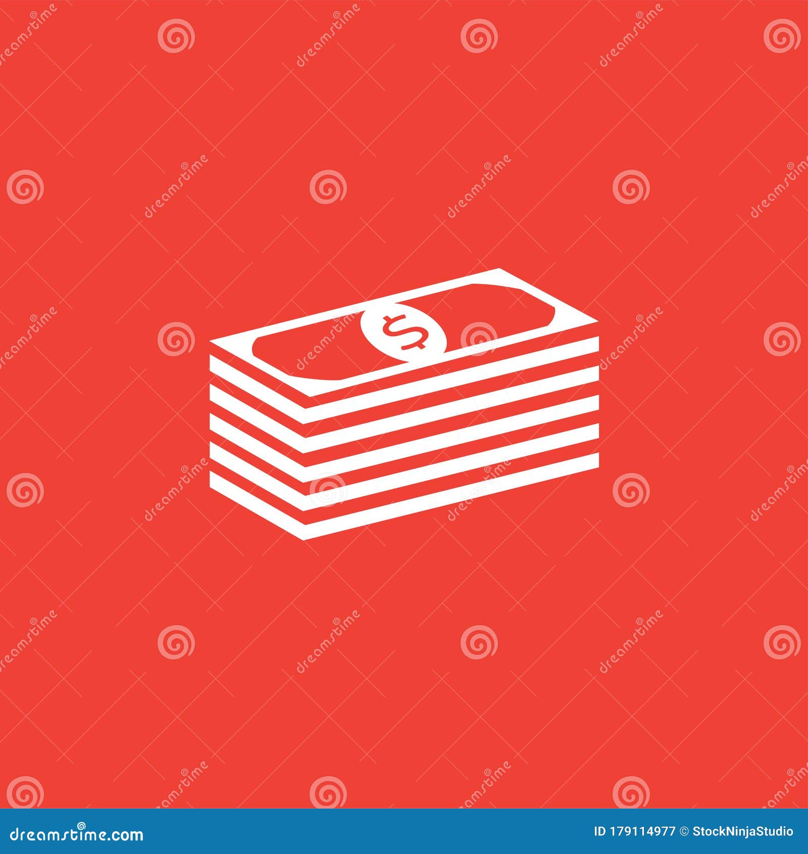 Money Icon on Red Background. Red Flat Style Vector Illustration Stock ...