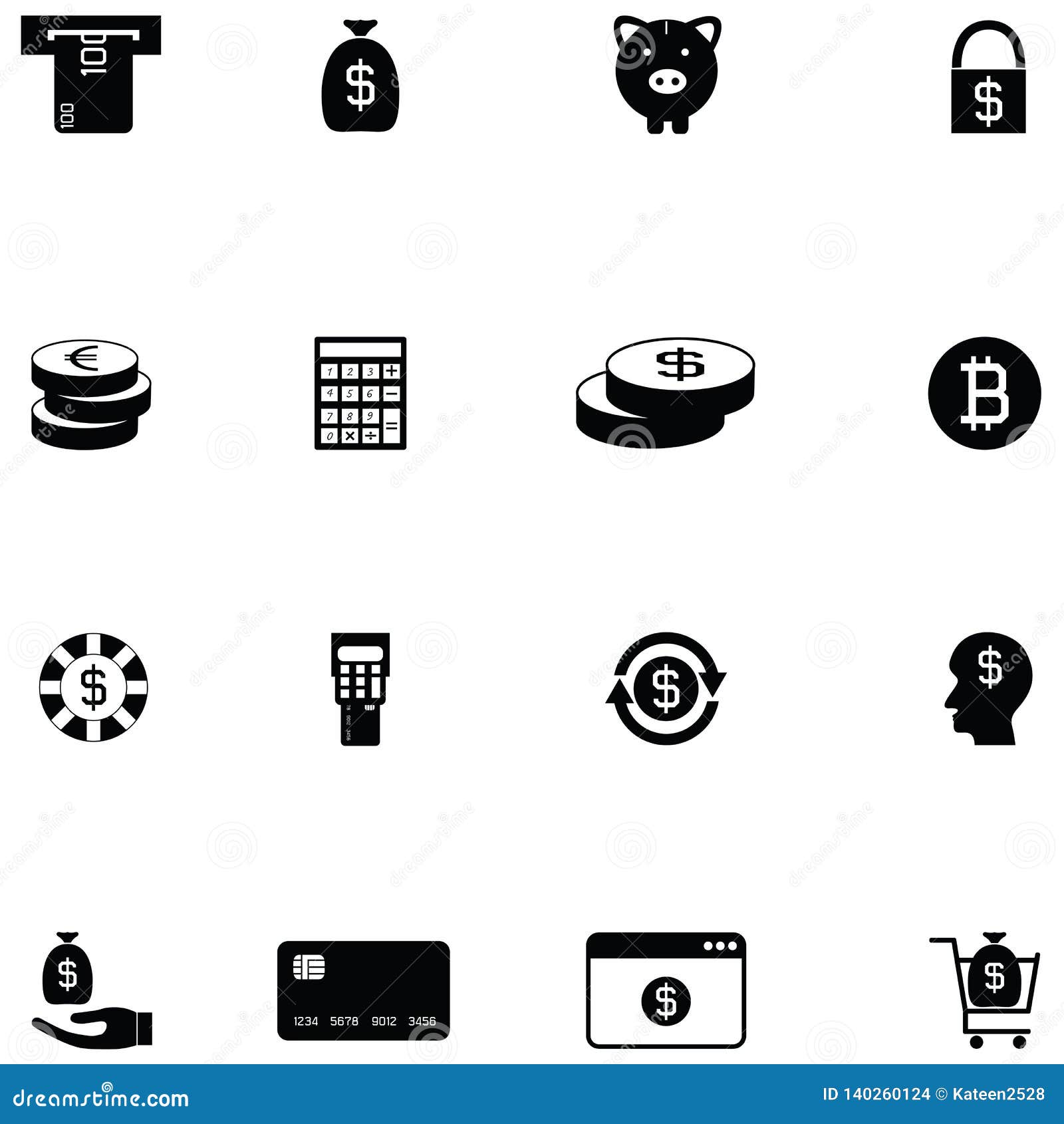 Money icon set stock vector. Illustration of design - 140260124