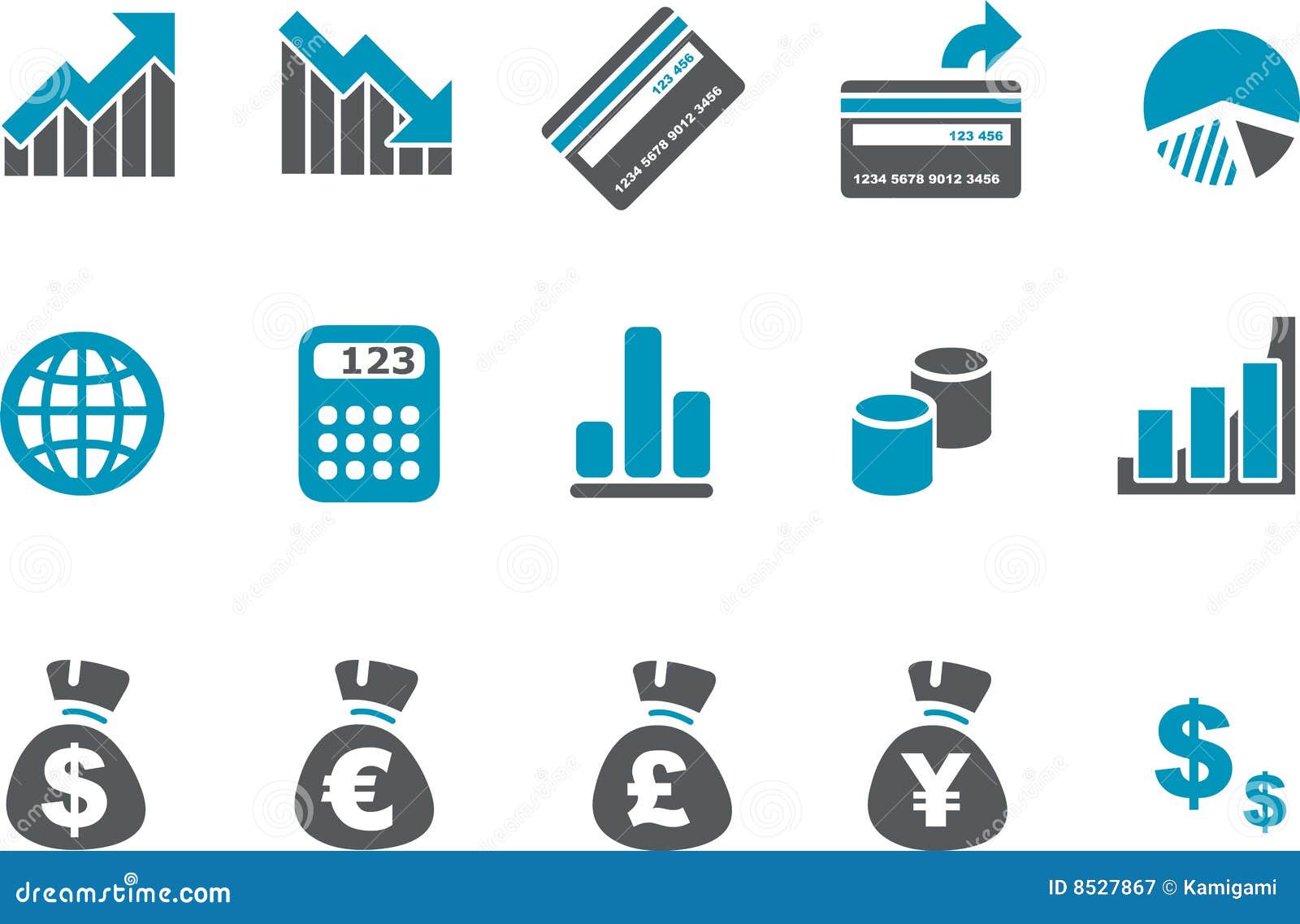 Money icon set stock vector. Illustration of calculator - 8527867
