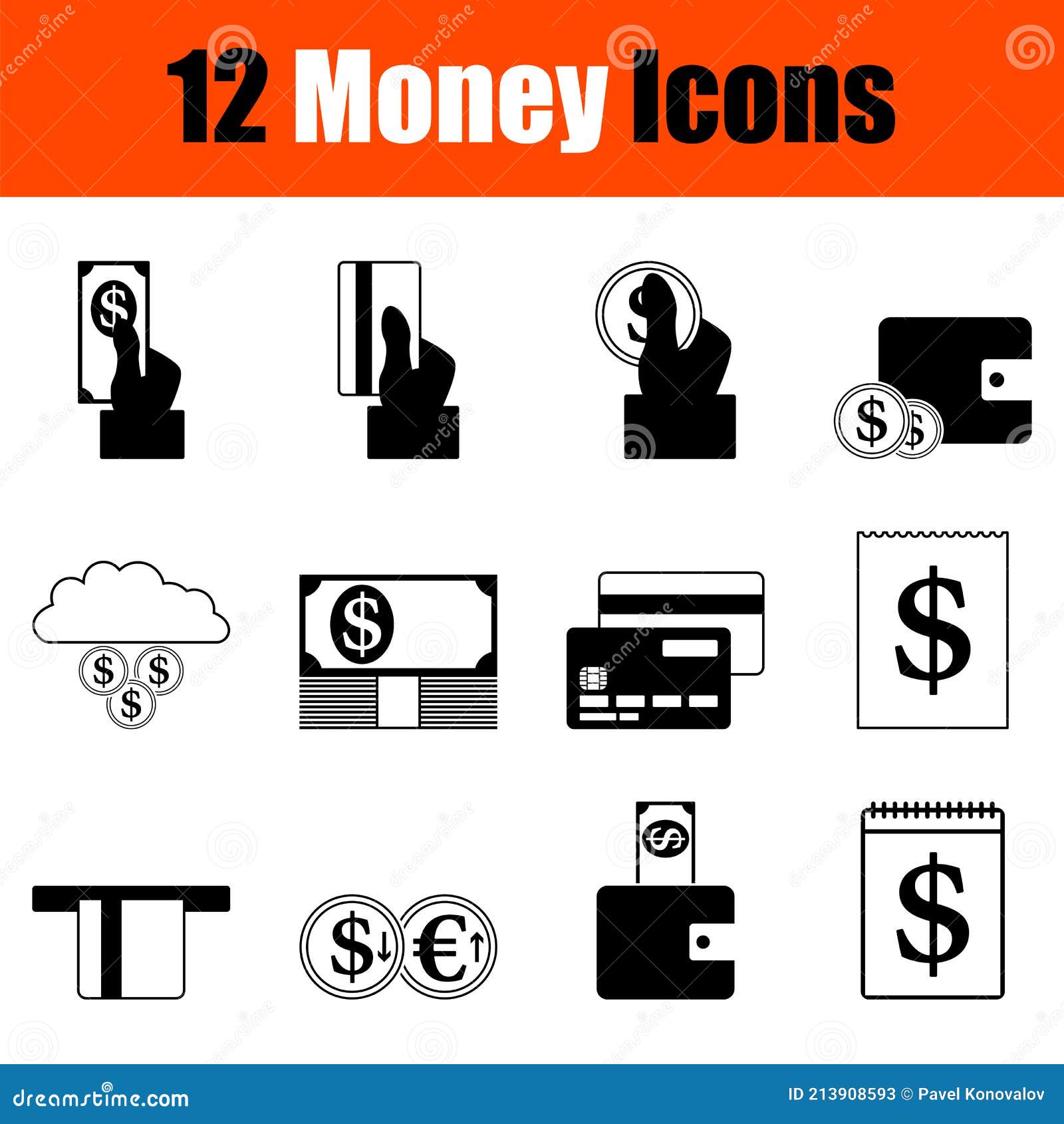 Money Icon Set stock vector. Illustration of financial - 213908593