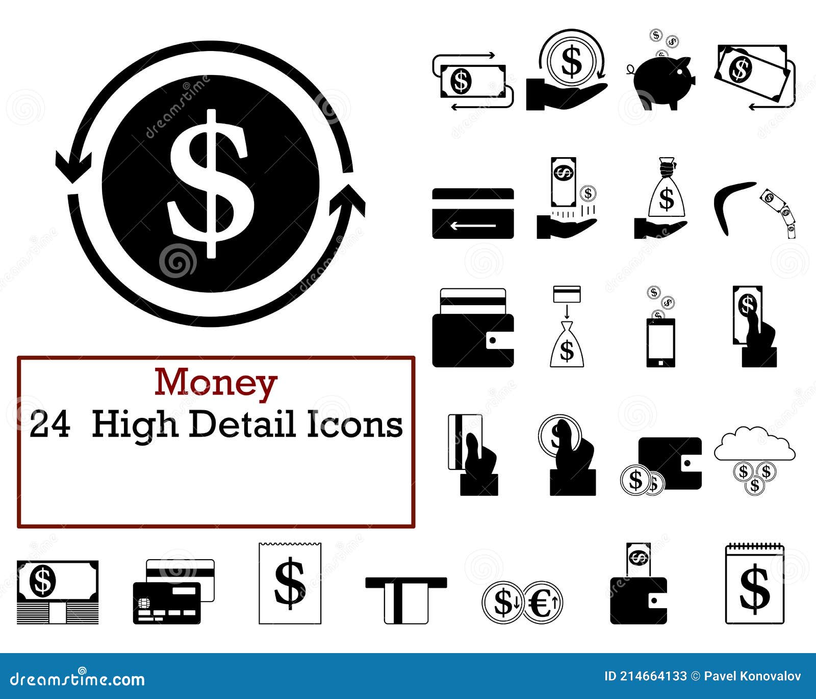 Money Icon Set stock vector. Illustration of cloud, money - 214664133