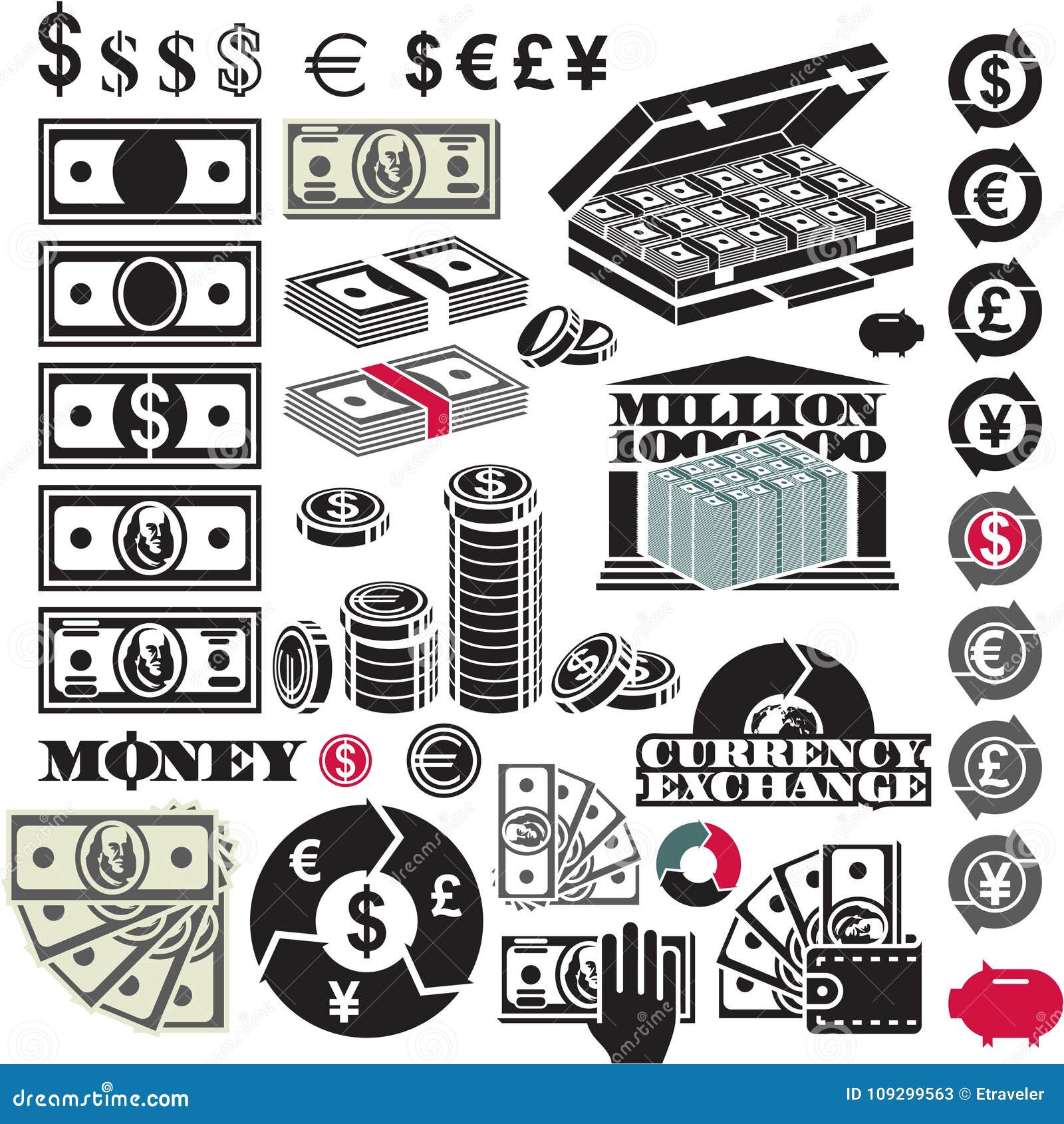 Money Icon Set. Million. Currency Icons. Stock Illustration ...