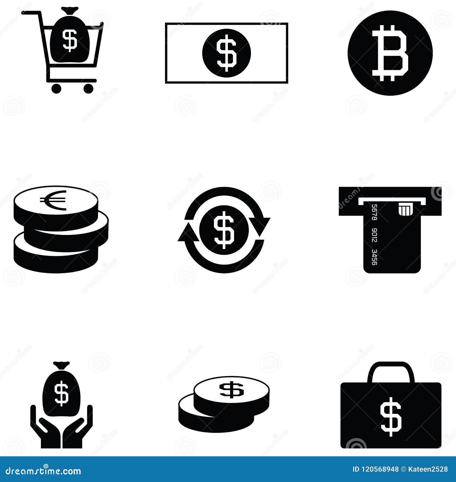 Money icon set stock vector. Illustration of symbol - 120568948