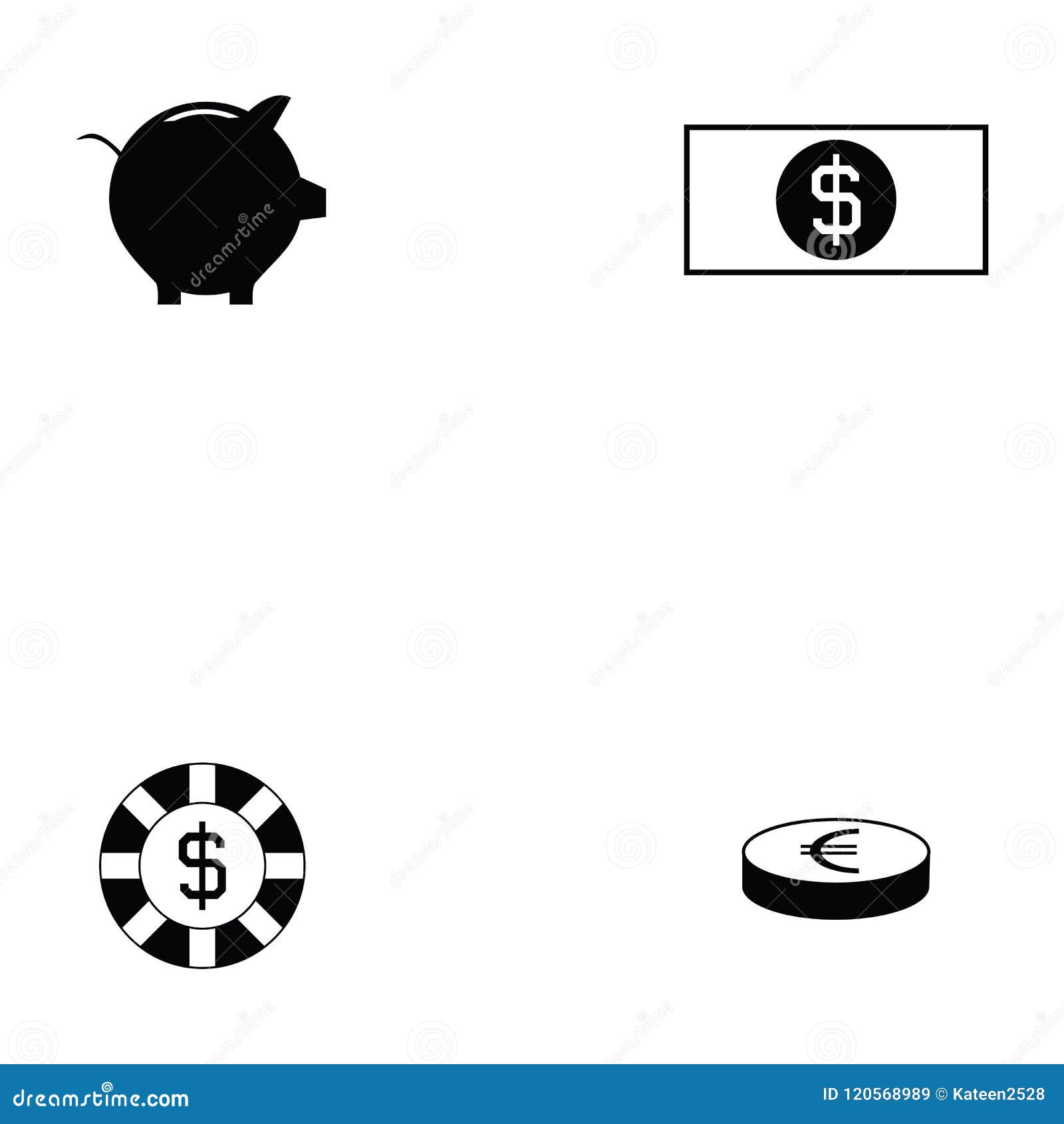 Money icon set stock vector. Illustration of pictogram - 120568989