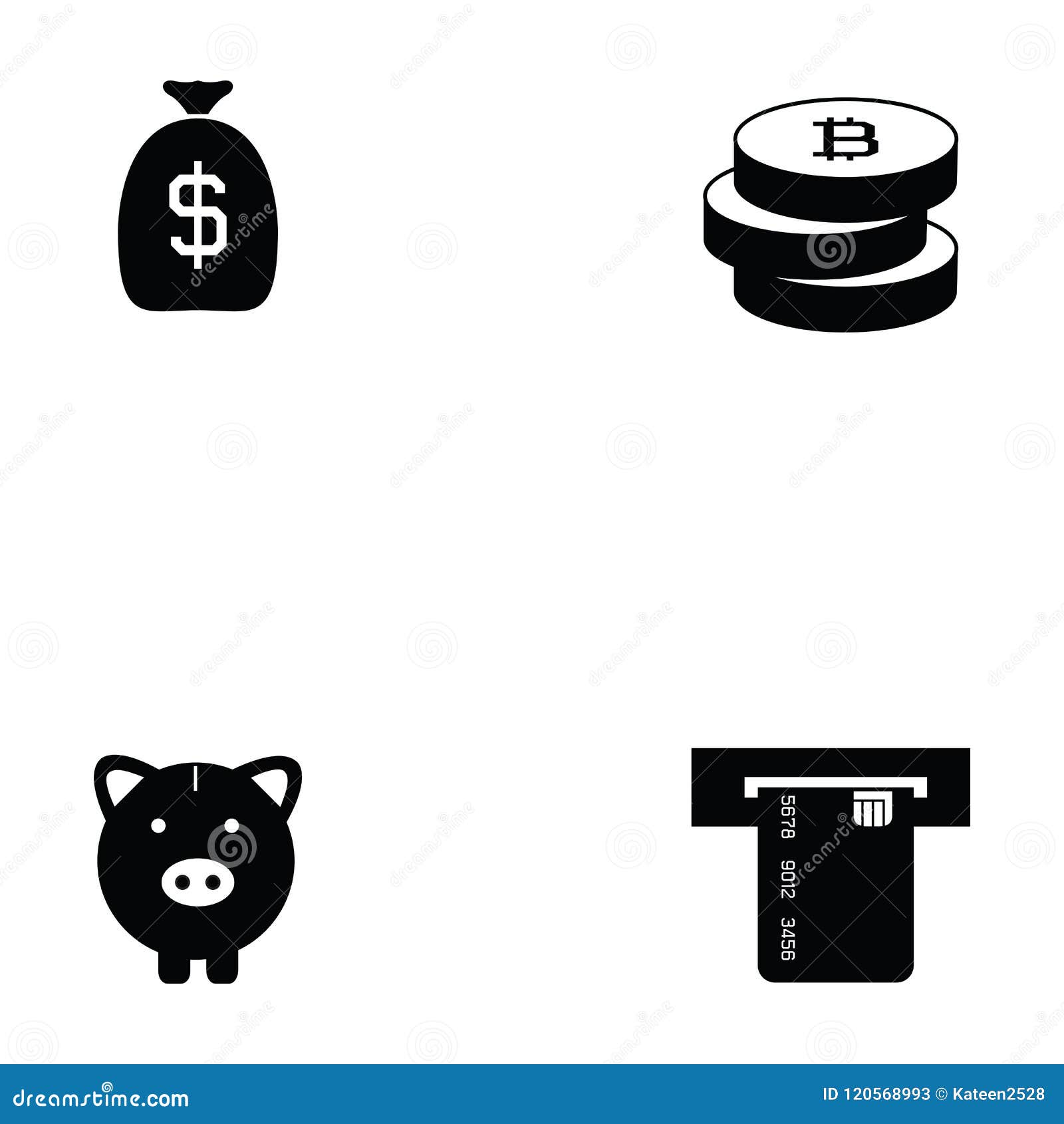 Money icon set stock vector. Illustration of design - 120568993