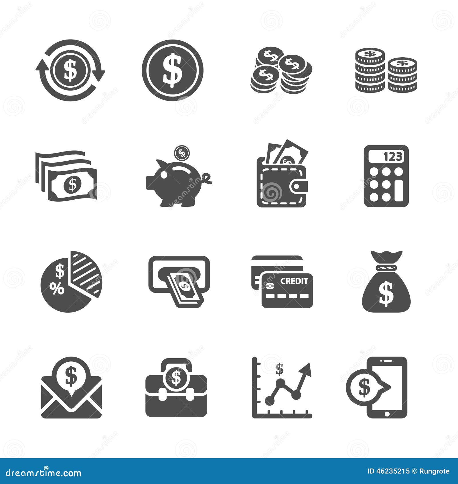 Money Icon Set, Vector Eps10 Stock Vector - Illustration of dollar ...