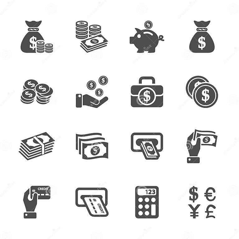 Money Icon Set, Vector Eps10 Stock Vector - Illustration of huddle ...