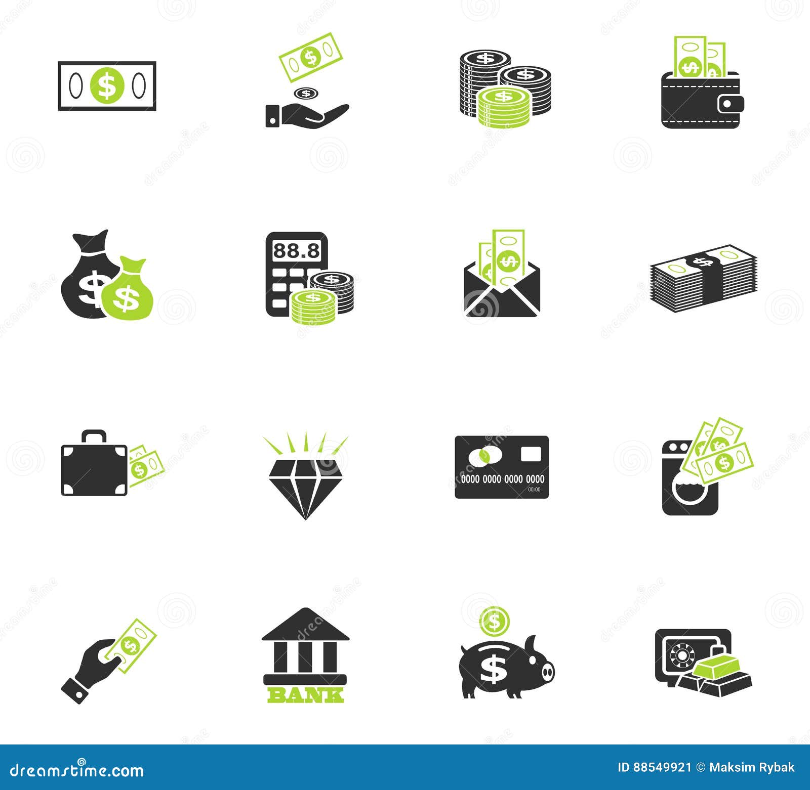 Money icon set stock illustration. Illustration of dollar - 88549921