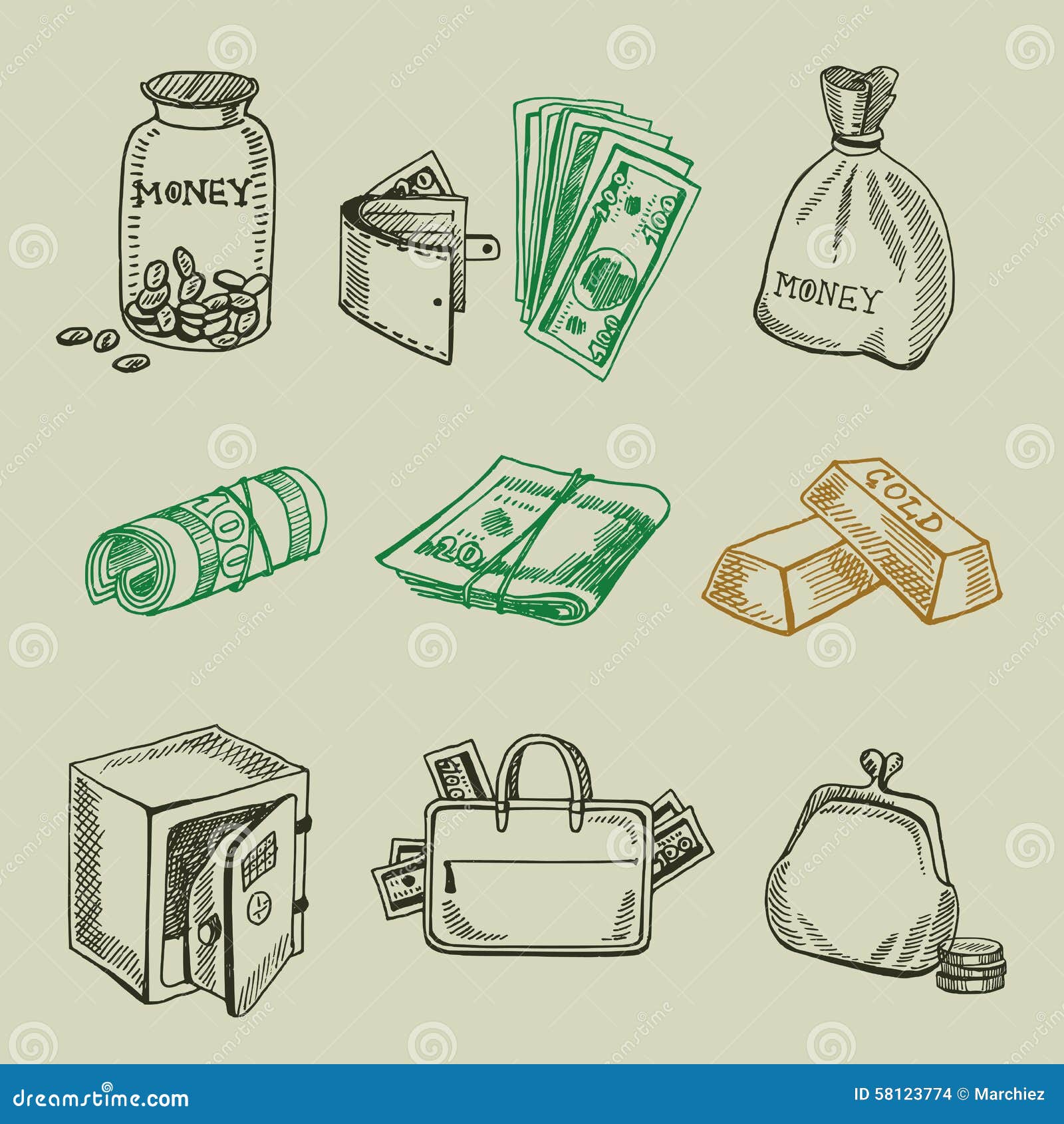 Money icon sketch design. stock vector. Illustration of sketch - 58123774