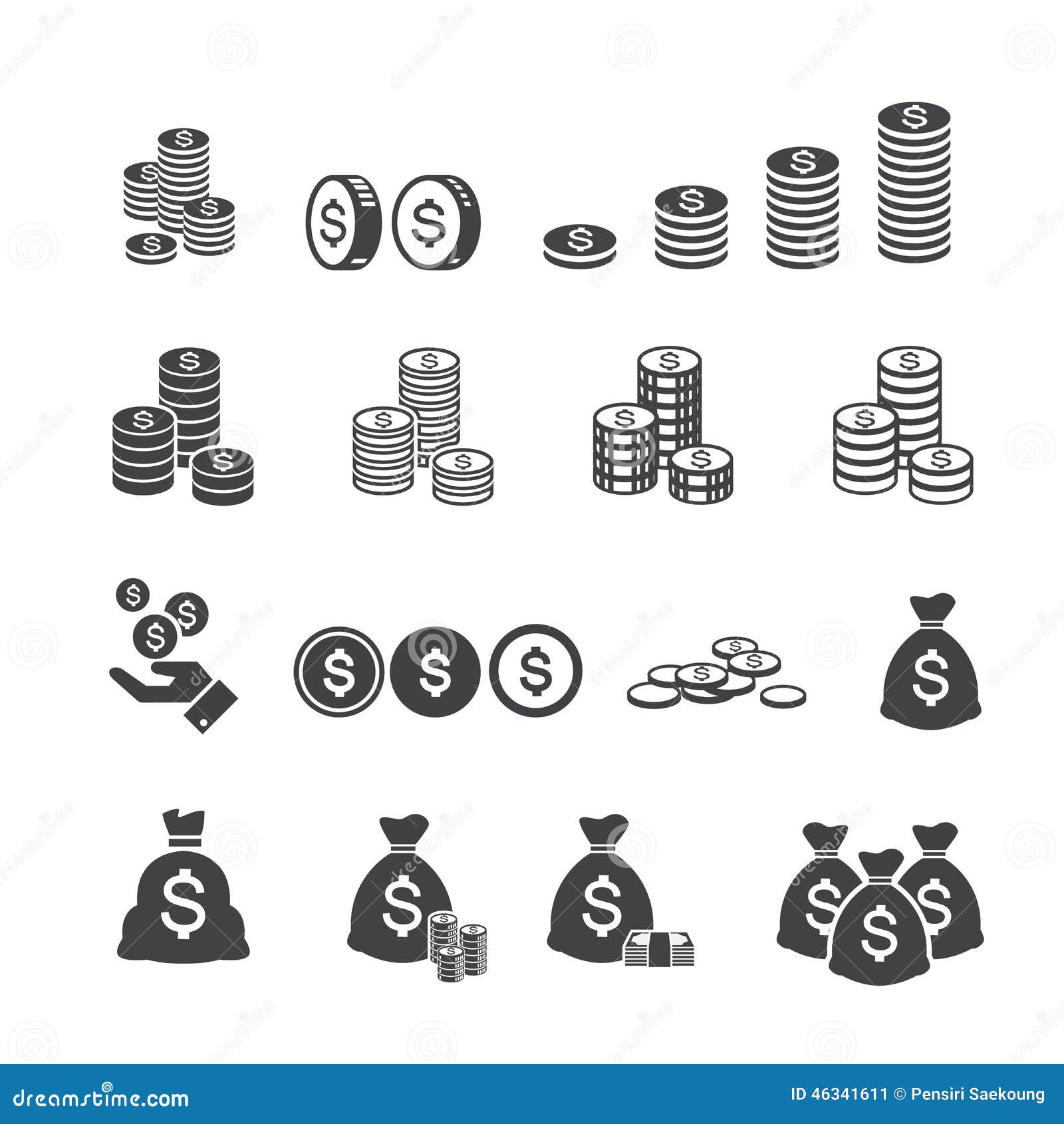 Money icon stock vector. Illustration of currency, pictogram - 46341611