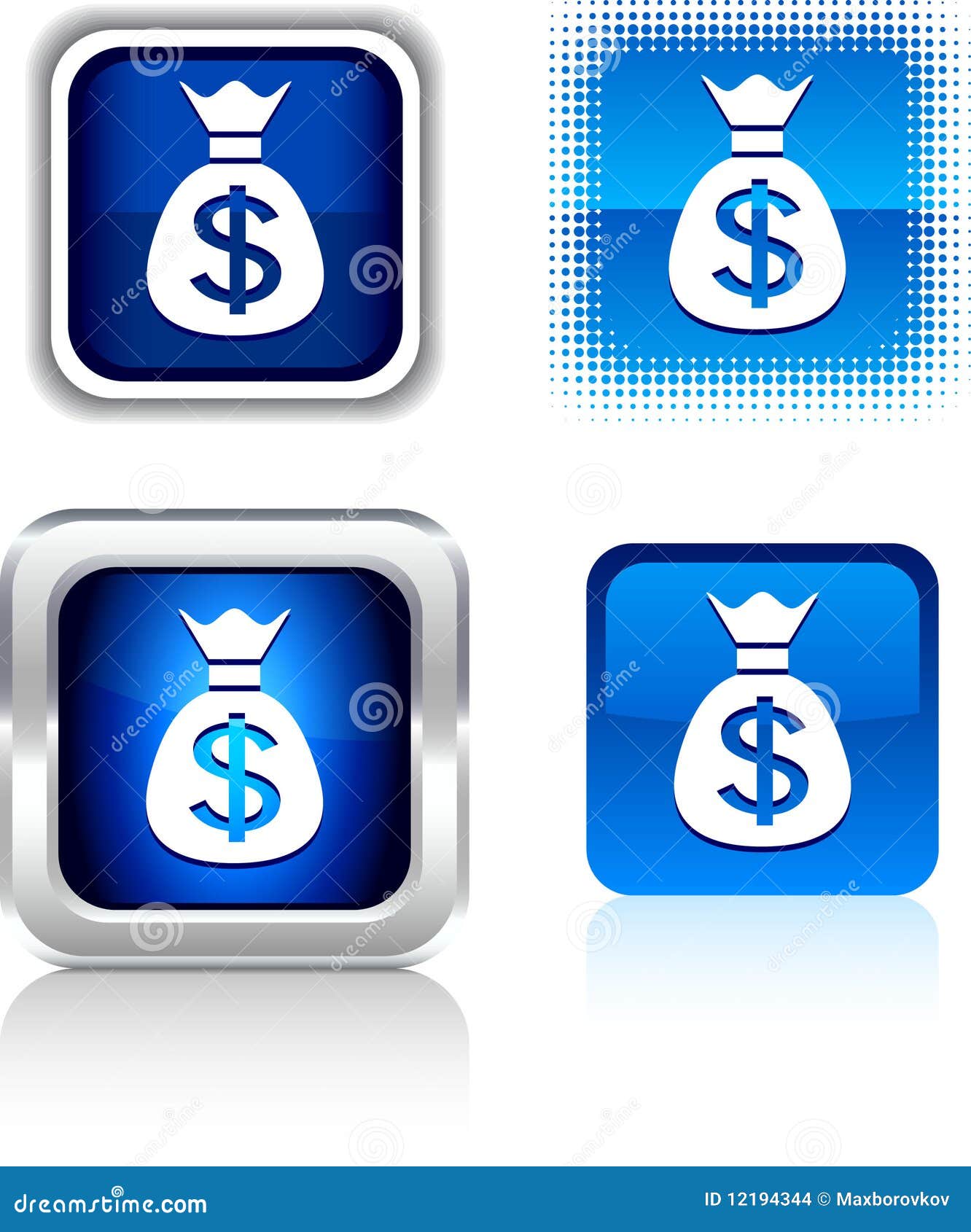 Money icons. stock vector. Illustration of sack, shiny - 12194344