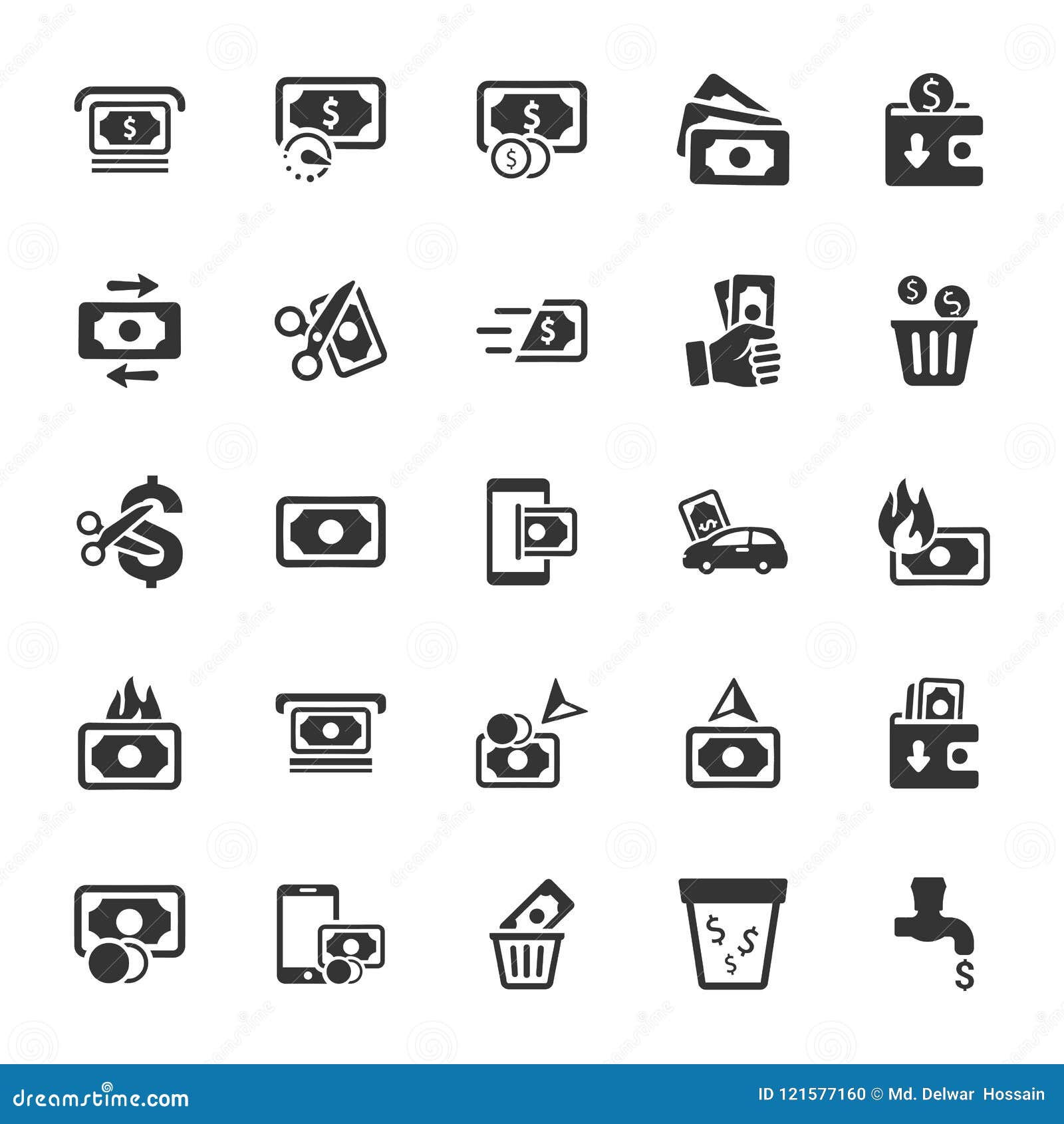 Money Icons - Gray Version stock vector. Illustration of wealth - 121577160