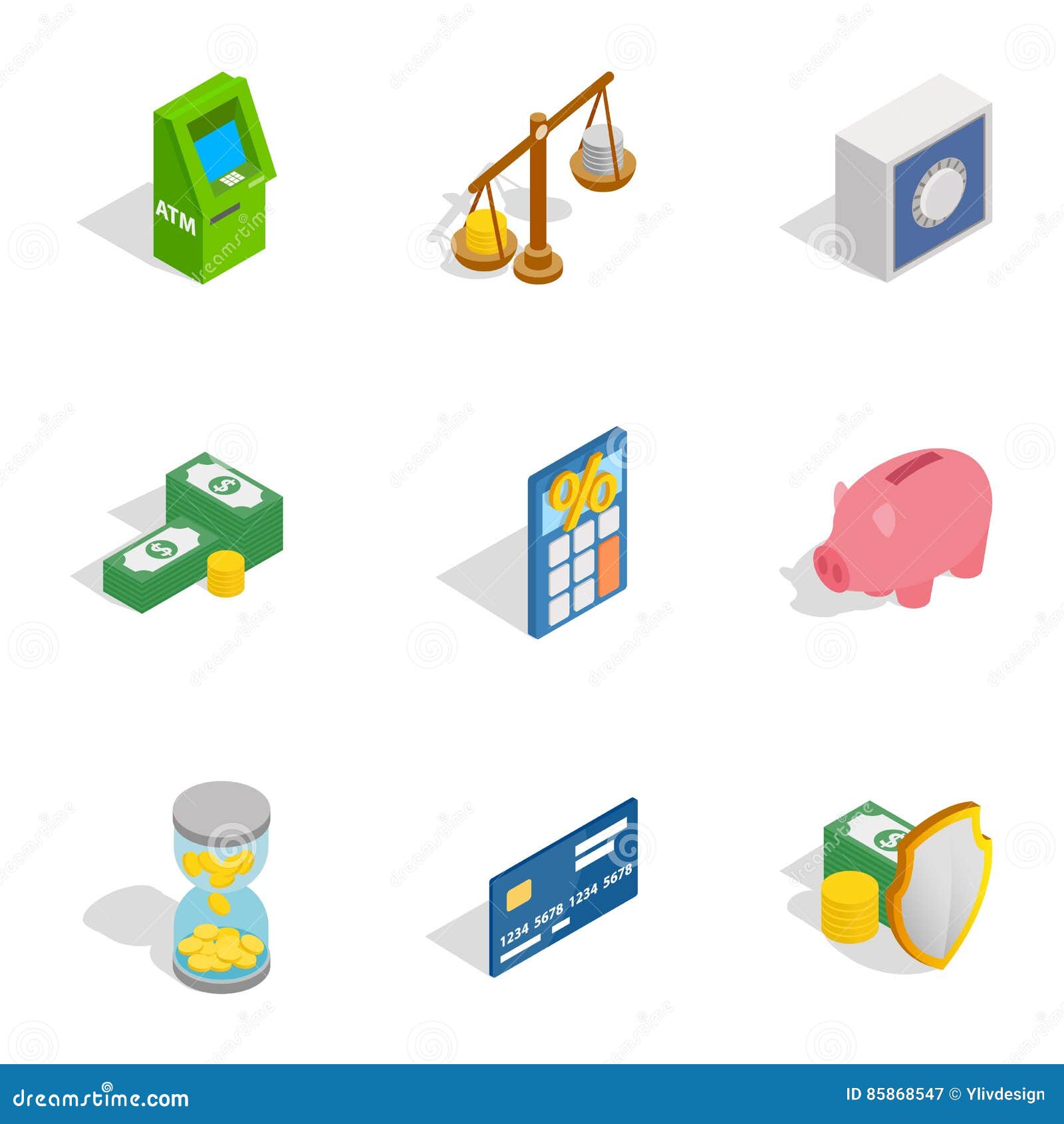 Money Icons, Isometric 3d Style Stock Vector - Illustration of cash ...