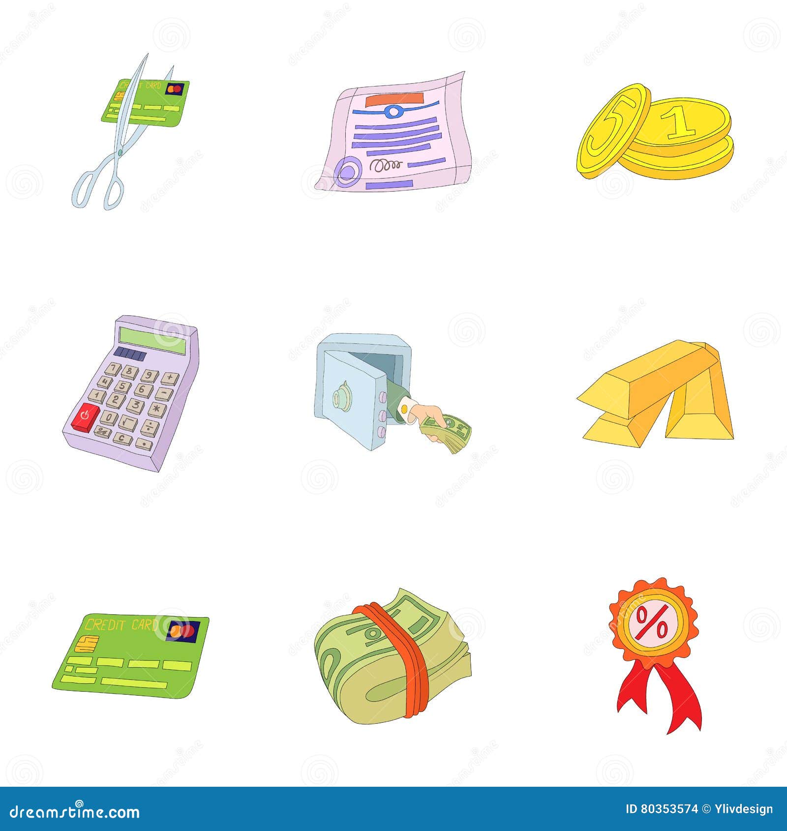 Money Icons Set, Cartoon Style Stock Vector - Illustration of object ...