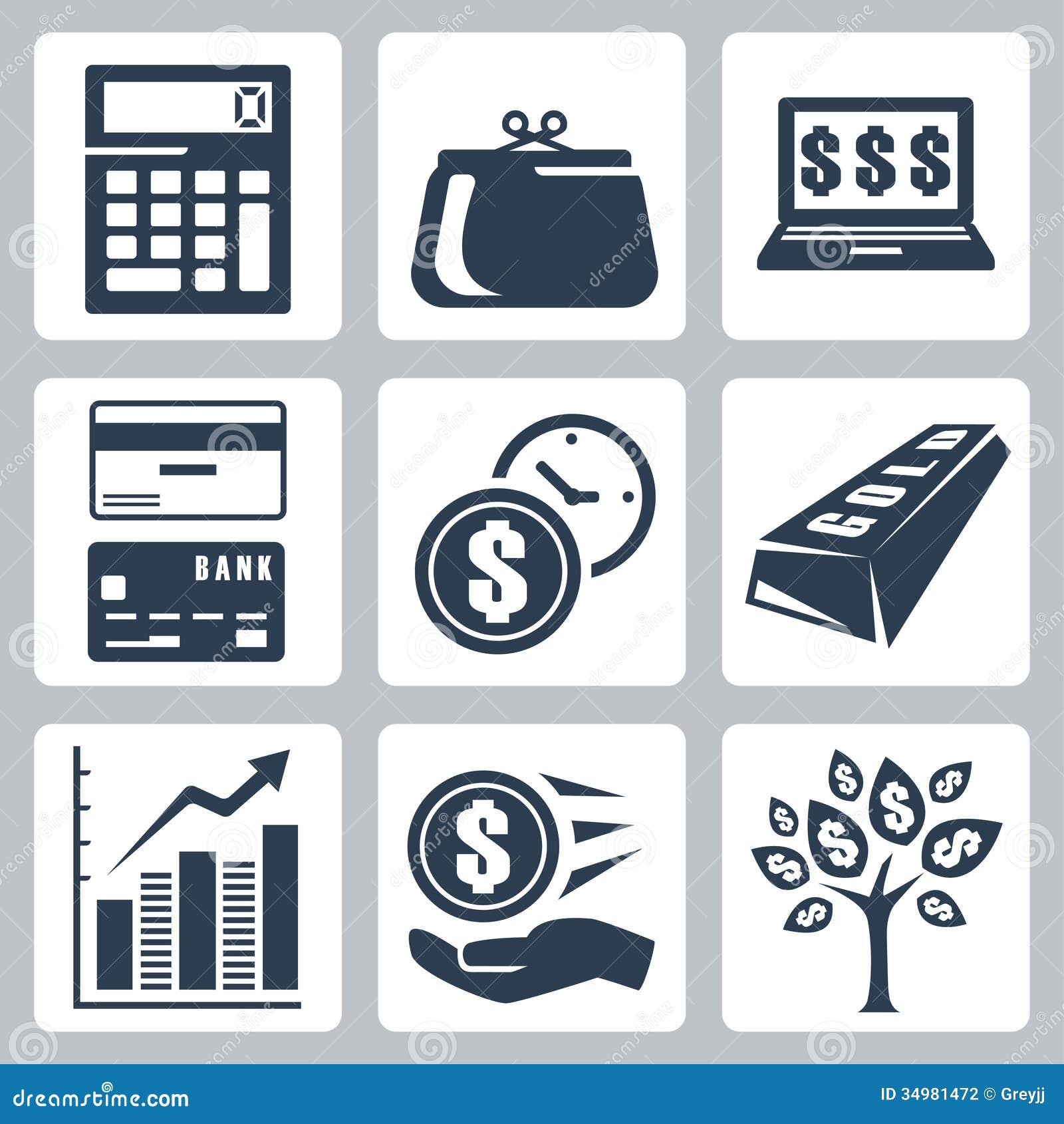 Money icons vector set stock vector. Illustration of financial - 34981472