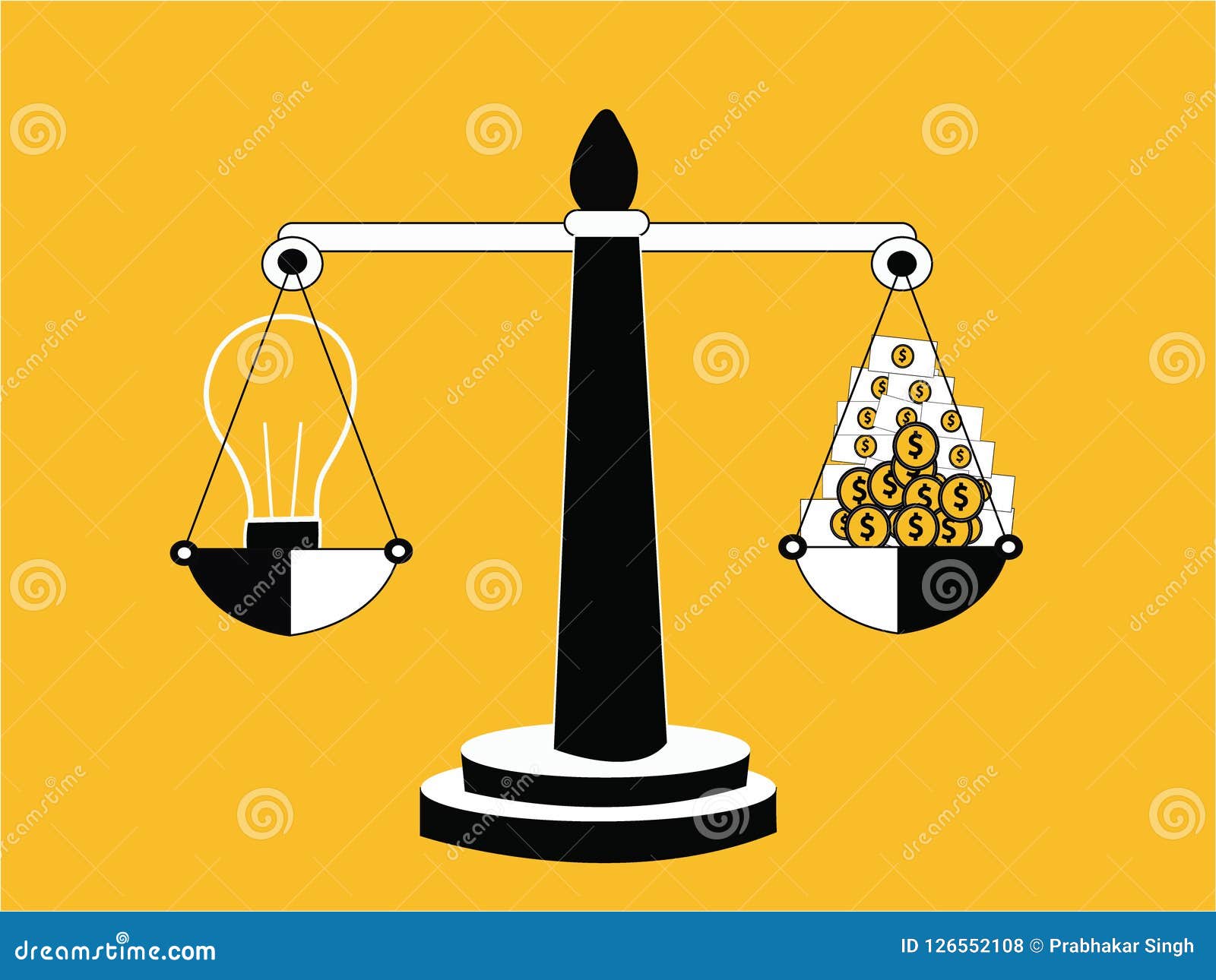 Money and Idea on Balance stock illustration. Illustration of scales ...