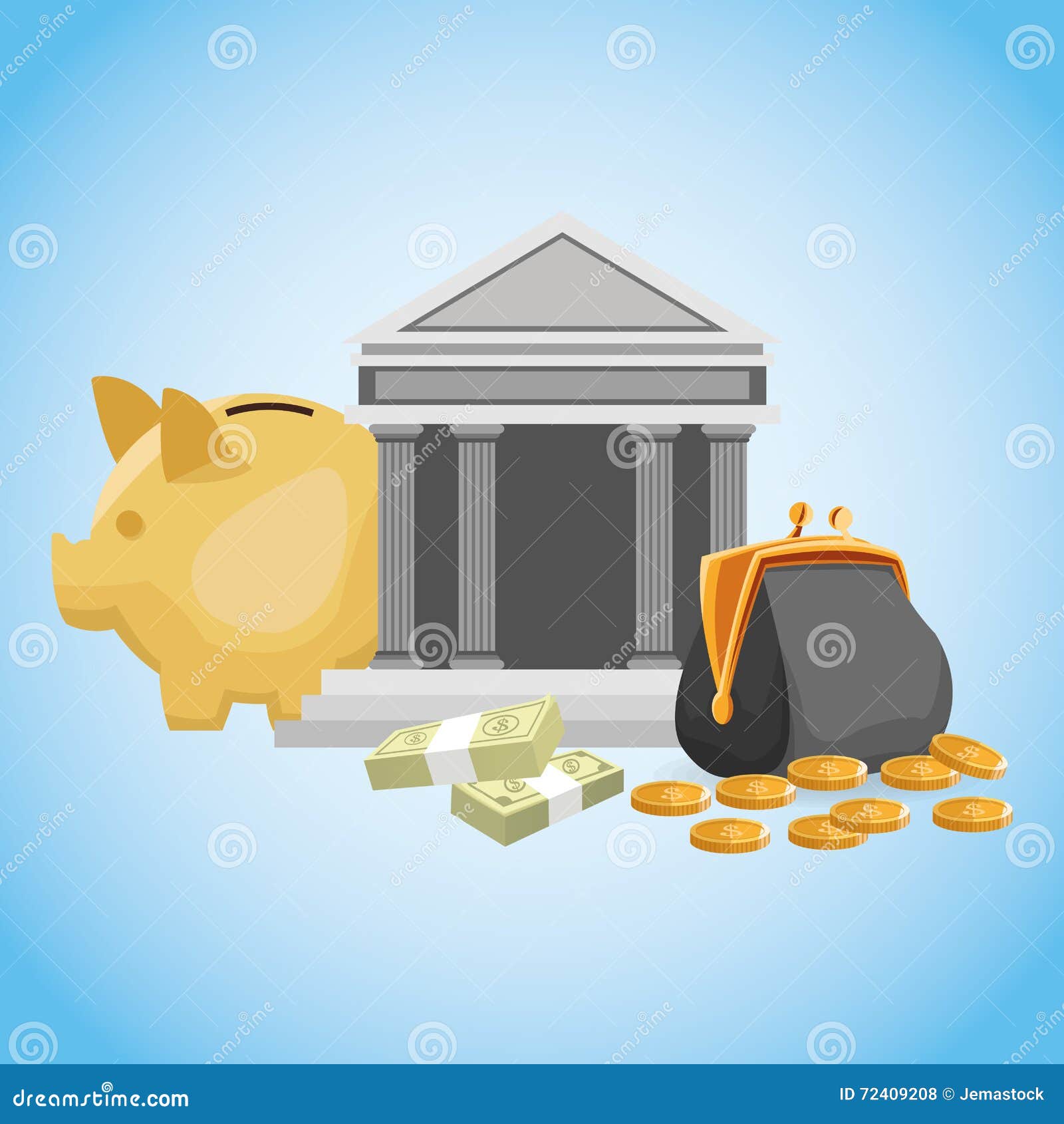Money Illustration Over Blue Background Design Stock Vector ...