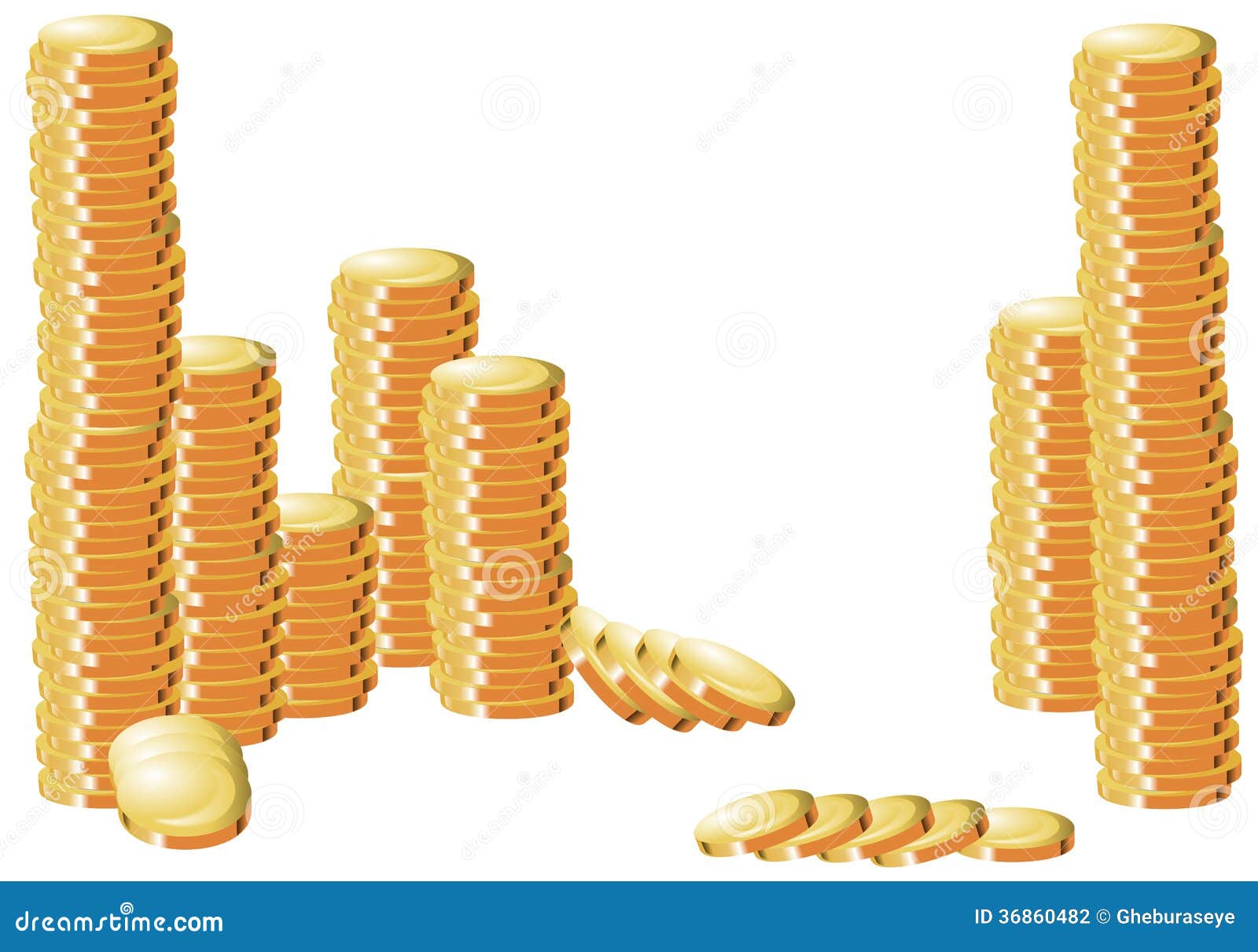 Hoard of Golden Money Isolated Stock Illustration - Illustration of ...