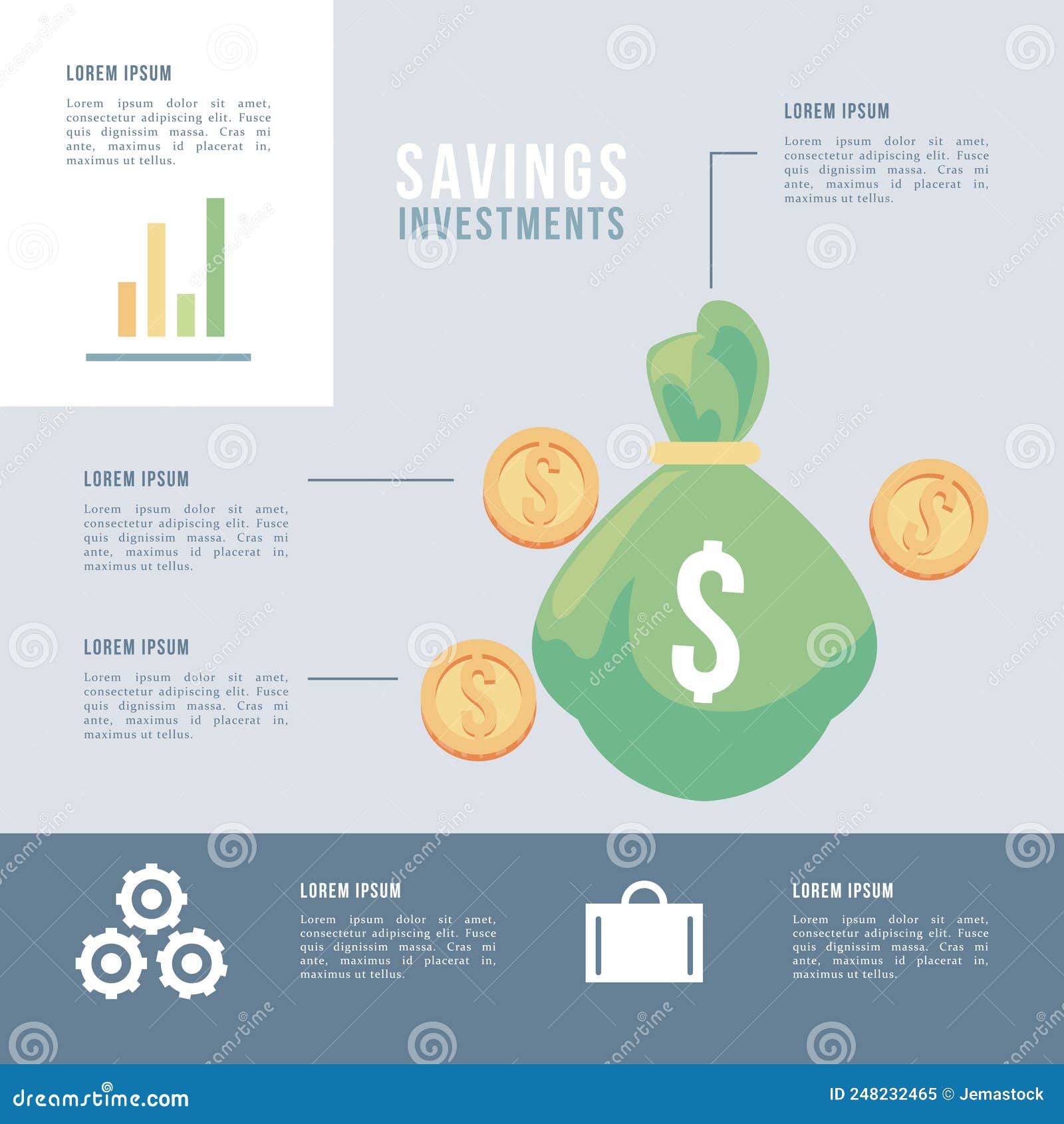 Money infographic with bag stock vector. Illustration of chart - 248232465