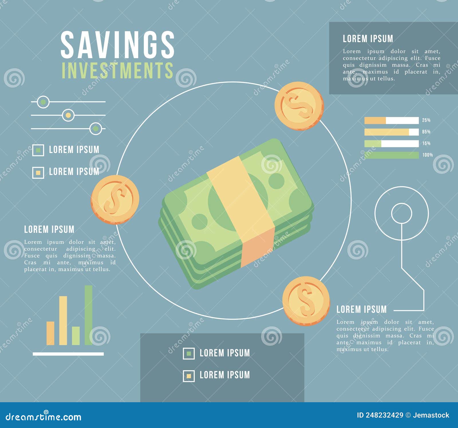 Money Infographic with Bills Stock Vector - Illustration of business ...