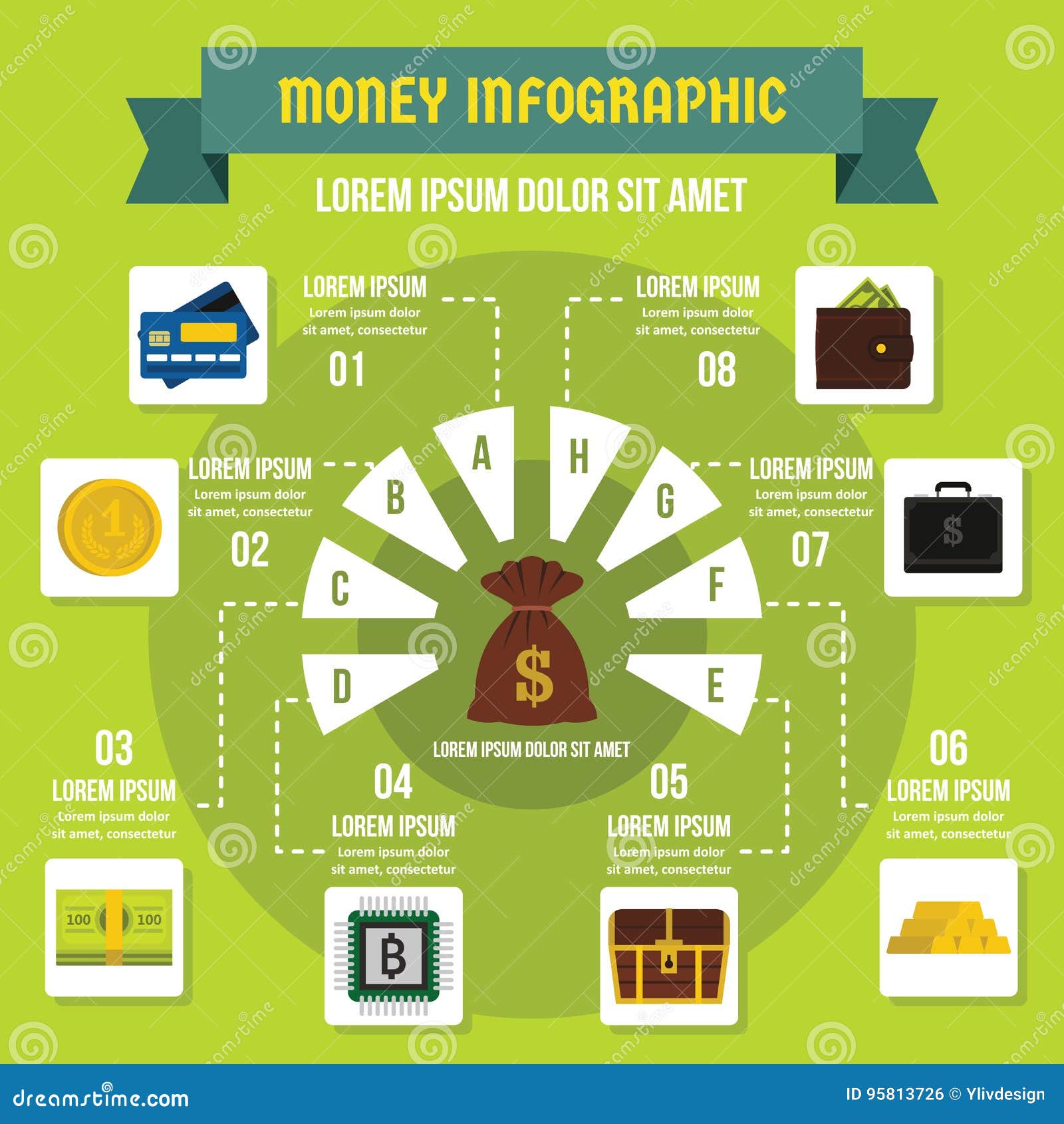 Money Infographic Concept, Flat Style Stock Vector - Illustration of ...