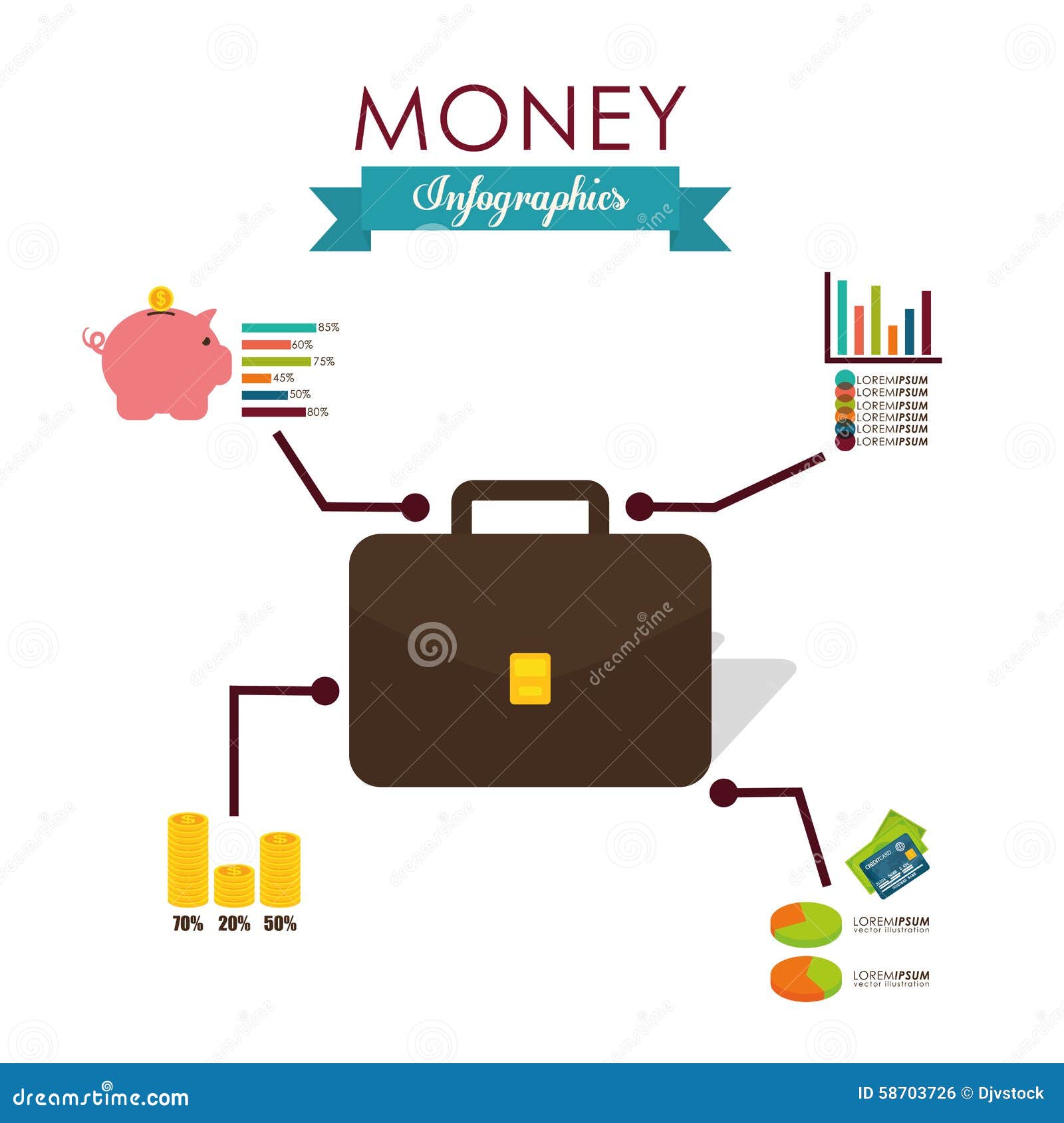 Money infographic design. stock vector. Illustration of money - 58703726