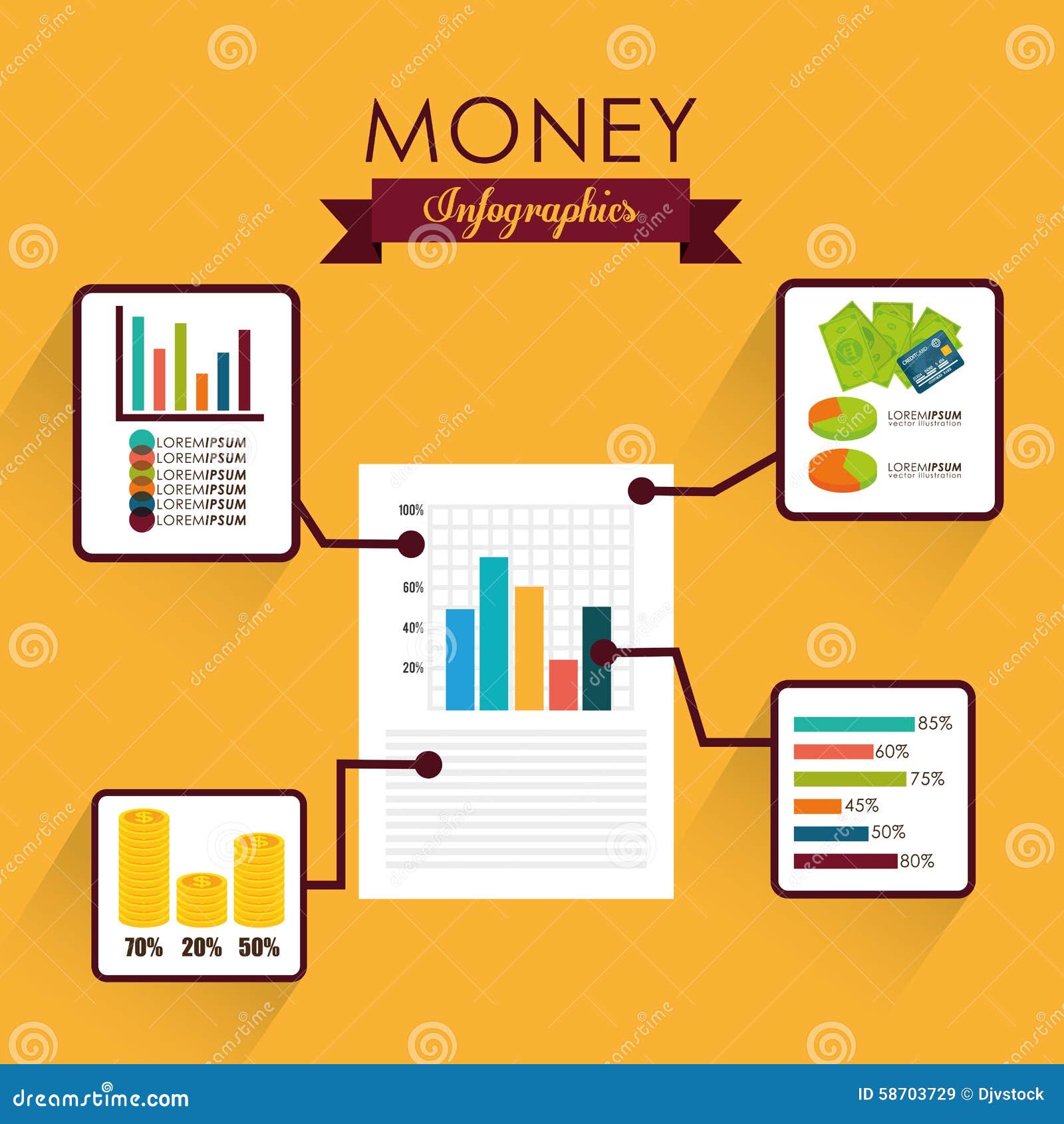 Money infographic design. stock vector. Illustration of connection ...