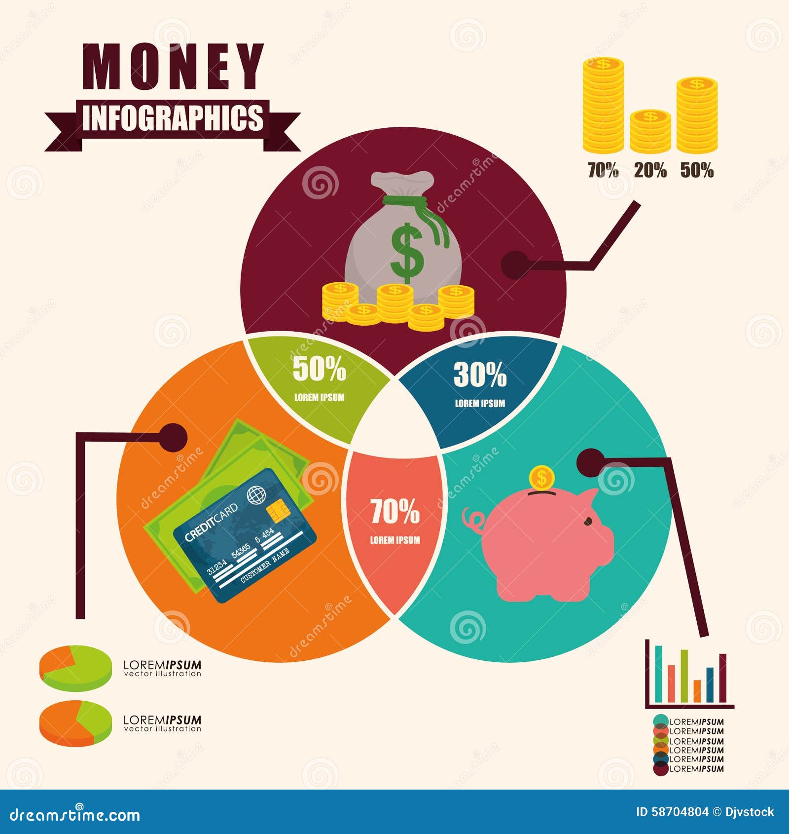 Money infographic design. stock vector. Illustration of business - 58704804