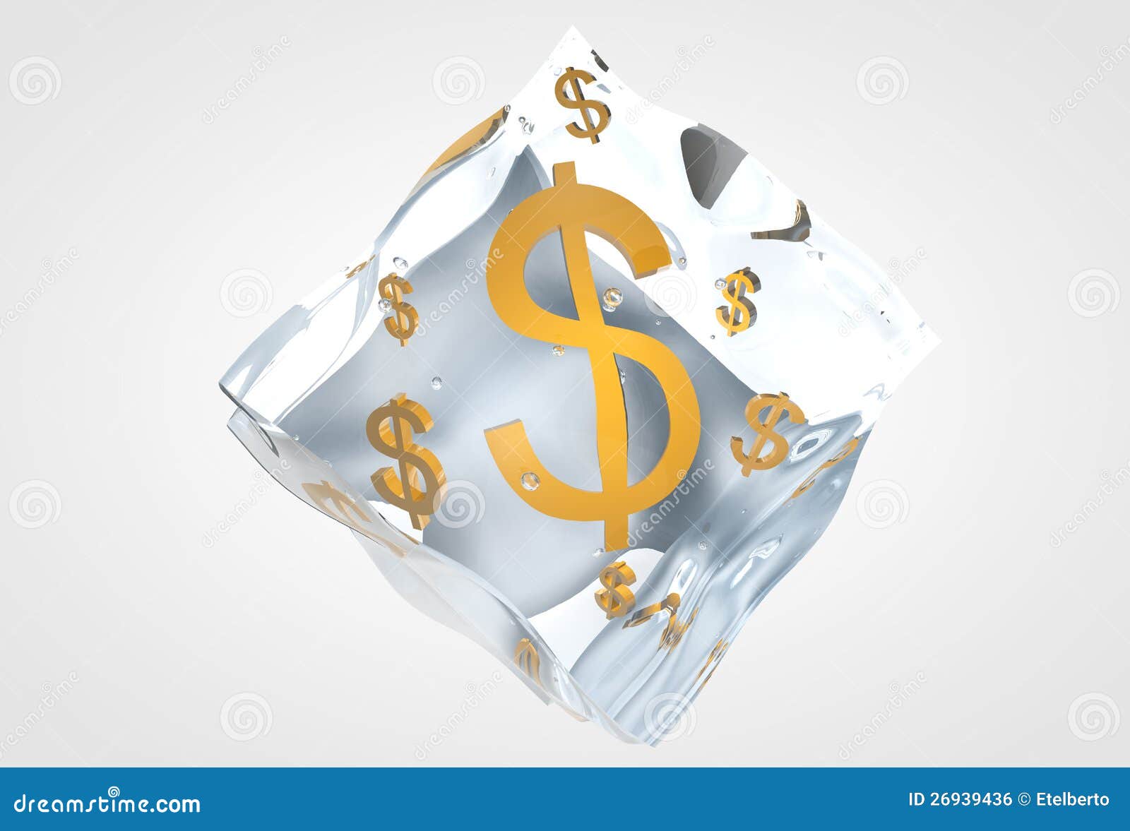 Money inside an ice cube stock illustration. Illustration of symbol ...