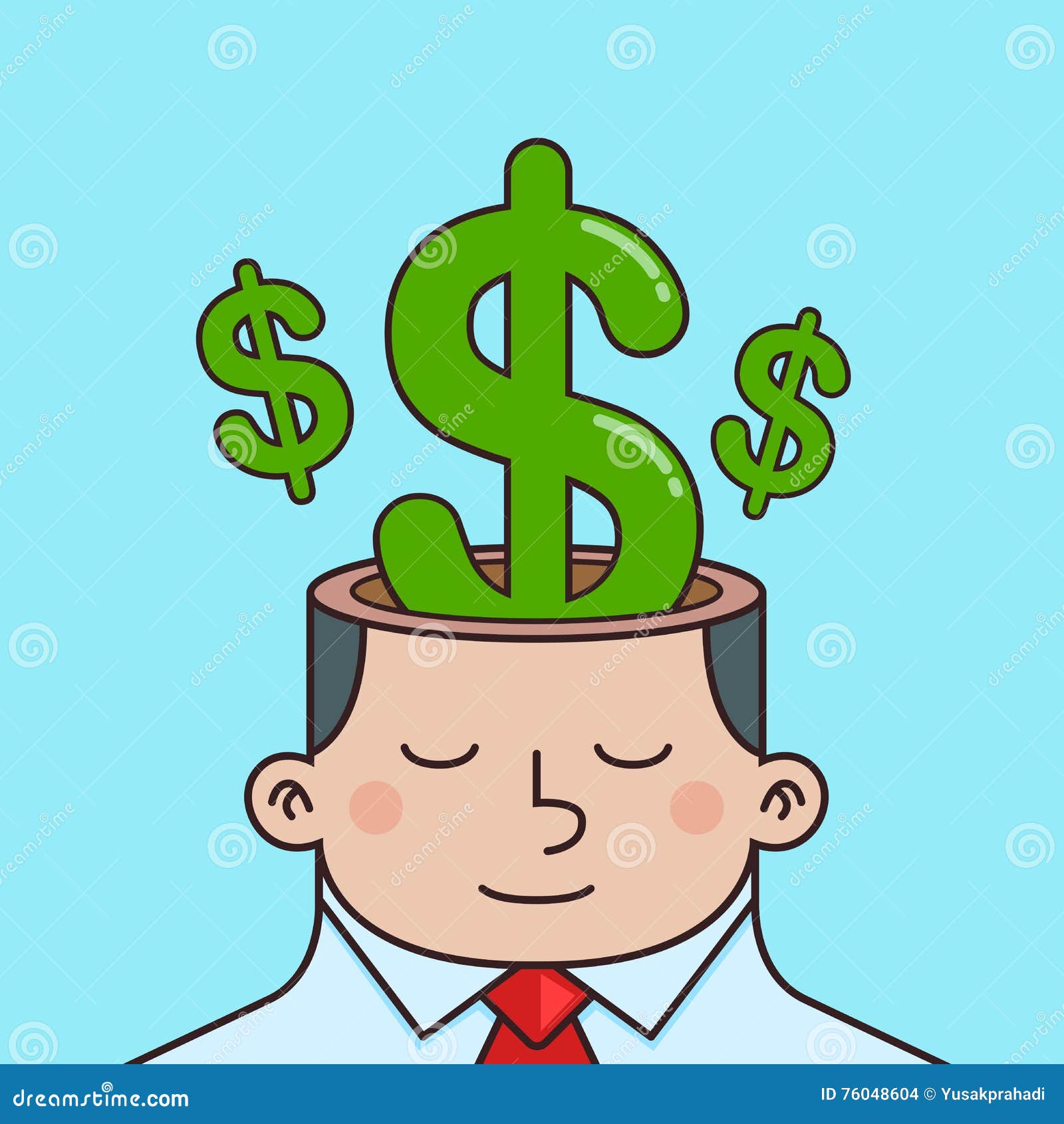 Money Inside the Mind of a Businessman Stock Vector - Illustration of ...