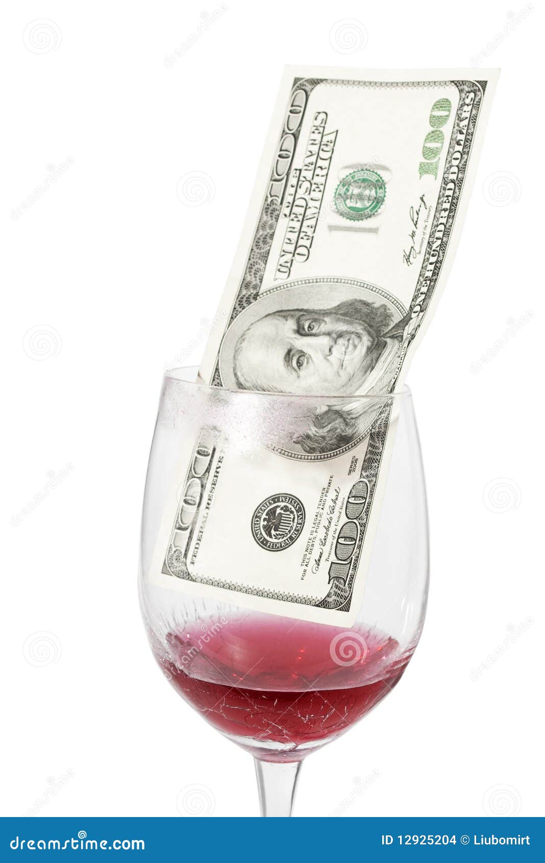 Money inside wine glass stock photo. Image of imprint - 12925204