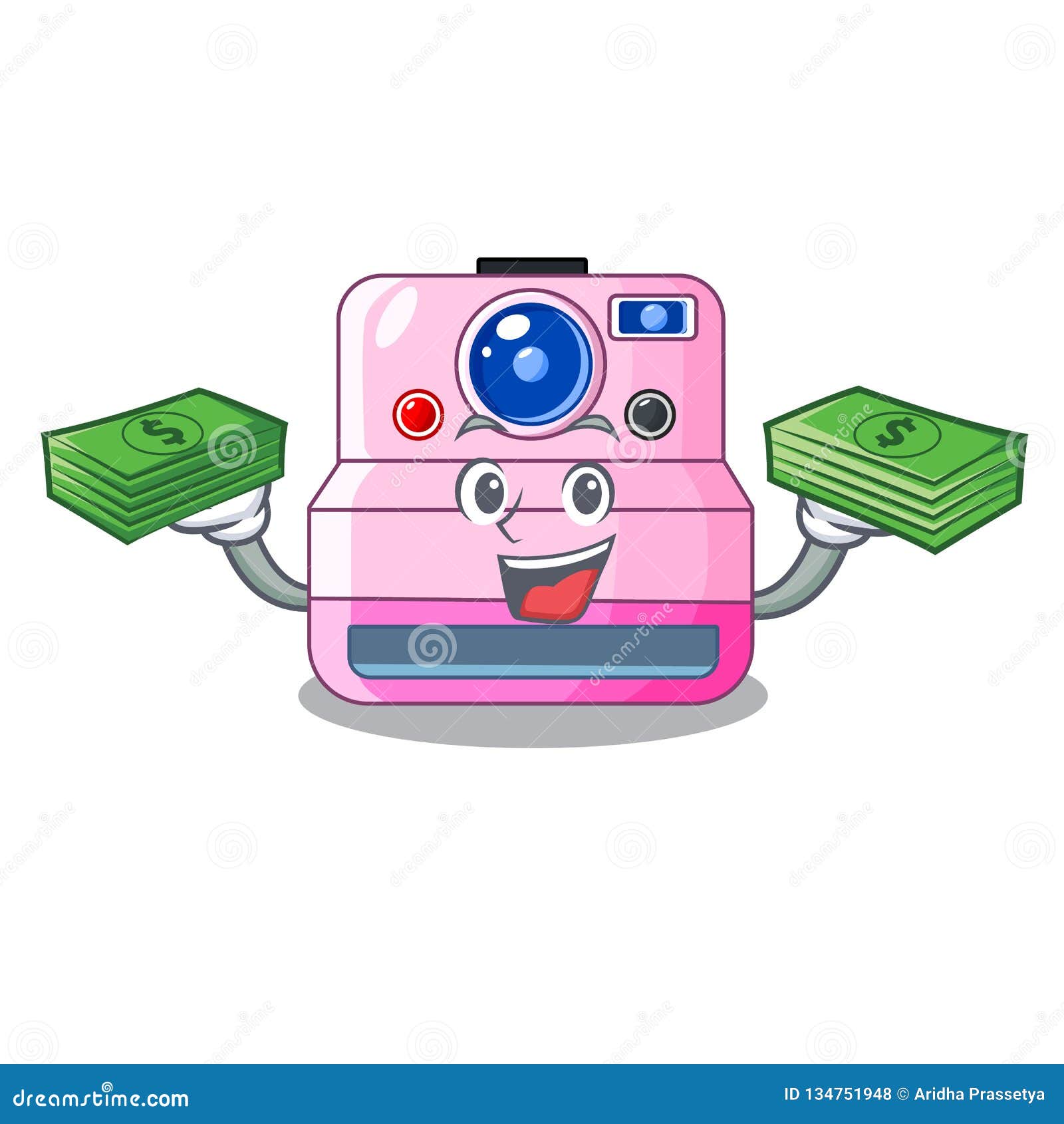 With Money Instant Camera in a Shape Character Stock Vector ...