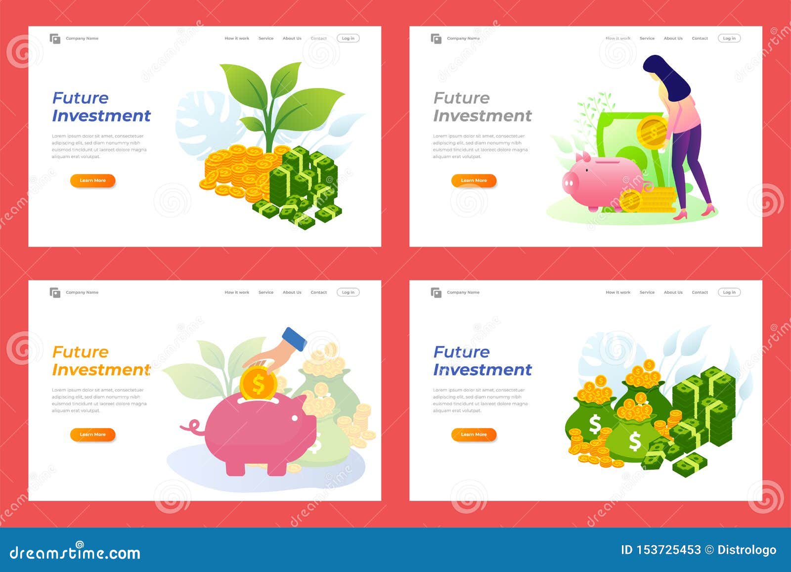 Money Investment Web Banner Background Vector Template Stock Vector ...