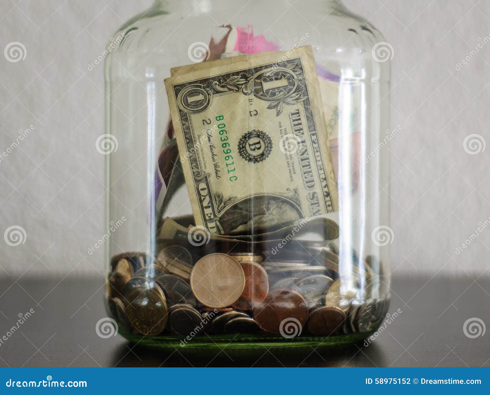 Money in a jar stock photo. Image of saving, coin, crisis - 58975152