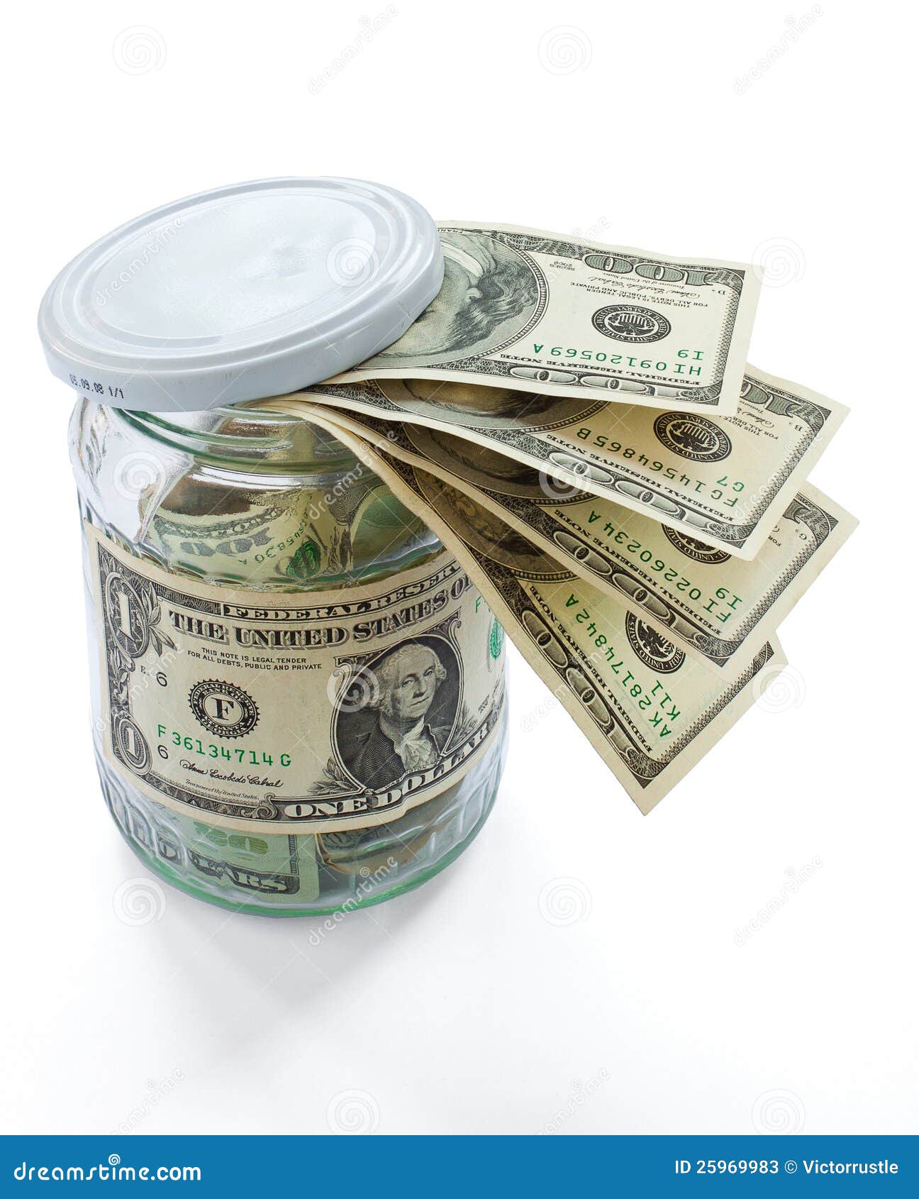 Money in the Jar Isolated on White Stock Image - Image of budget, money ...