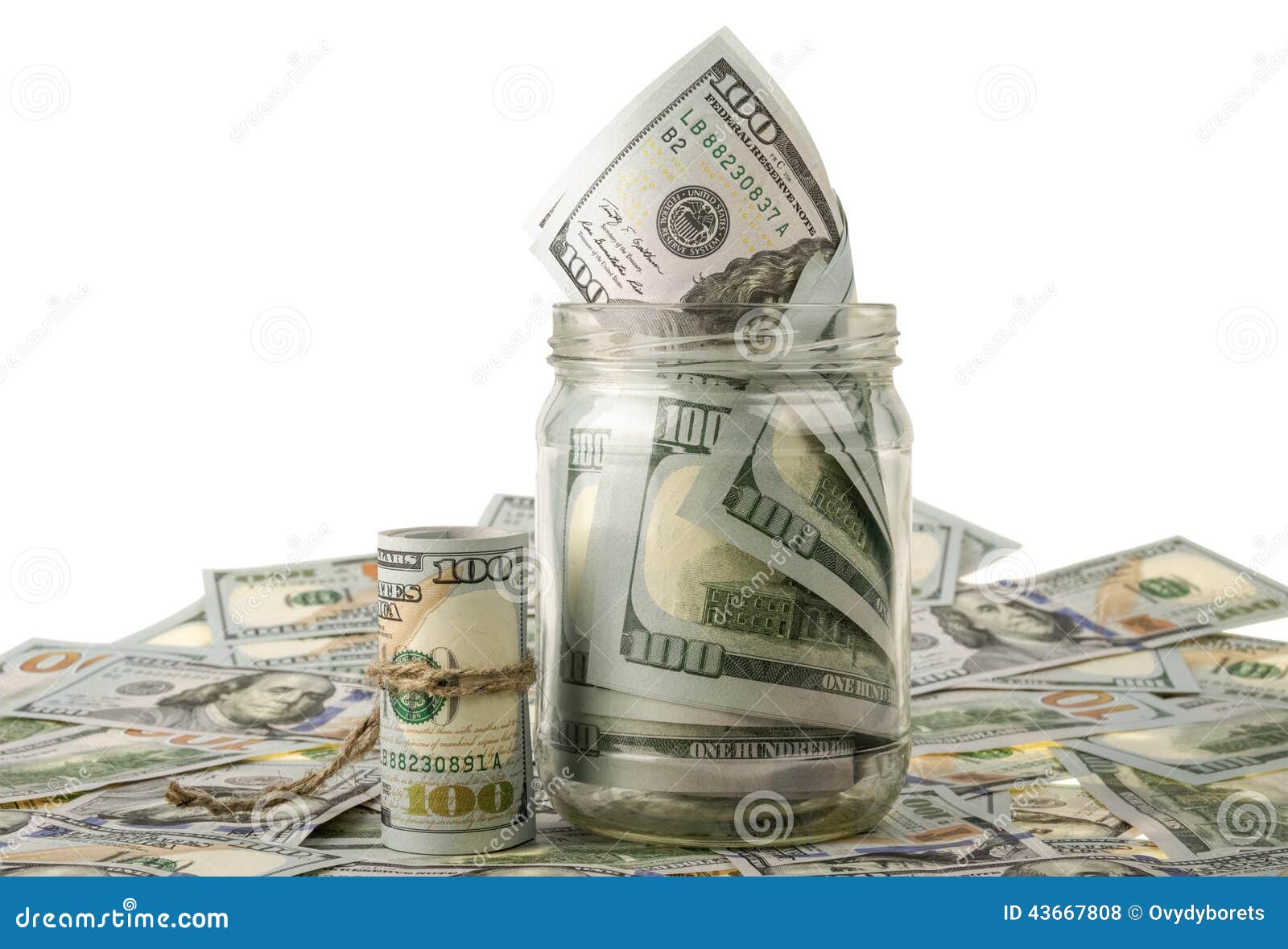 Money in the Jar Placing on US Dollar Banknotes Stock Photo - Image of ...
