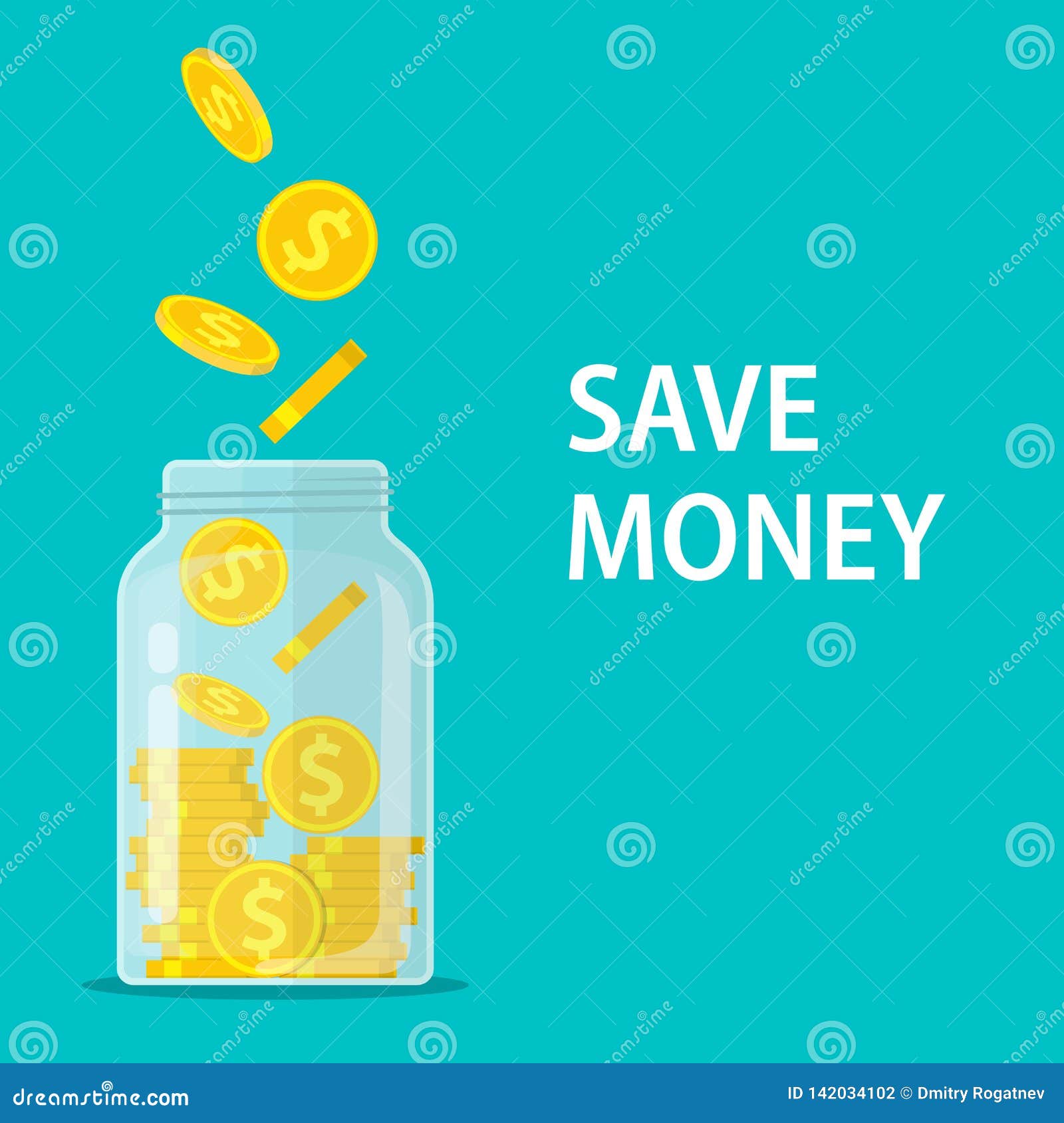 Money Jar. Saving Dollar Coin in Jar Stock Vector - Illustration of ...